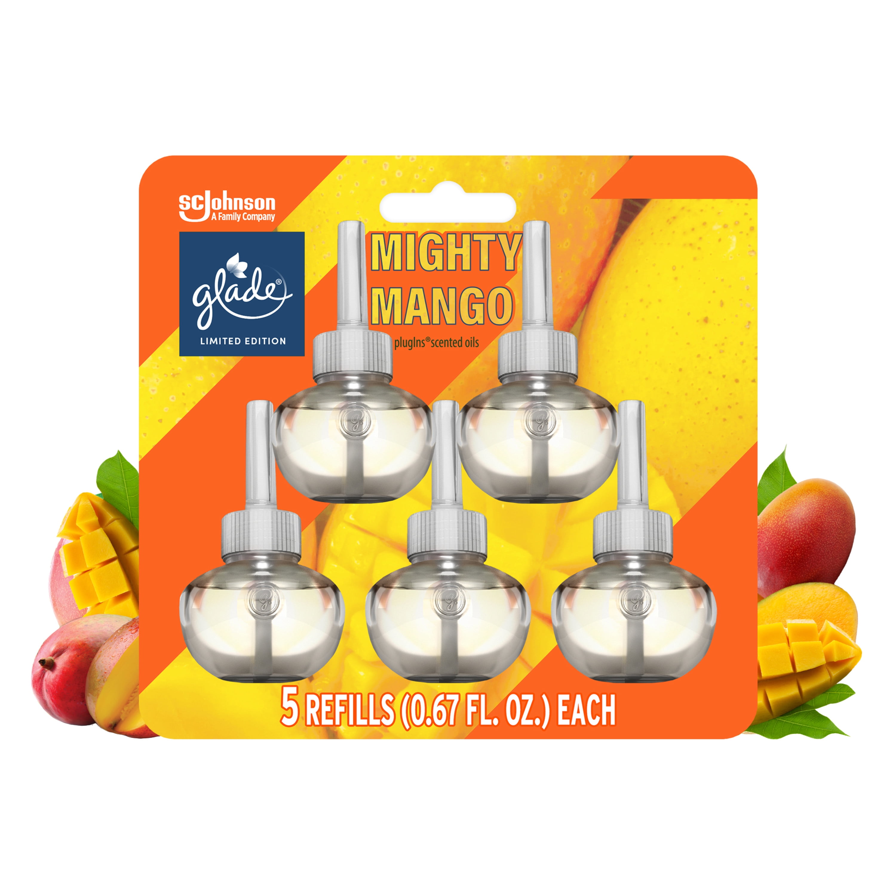 Glade PlugIns Scented Oil Refills, Air freshener, Mighty Mango, Infused ...