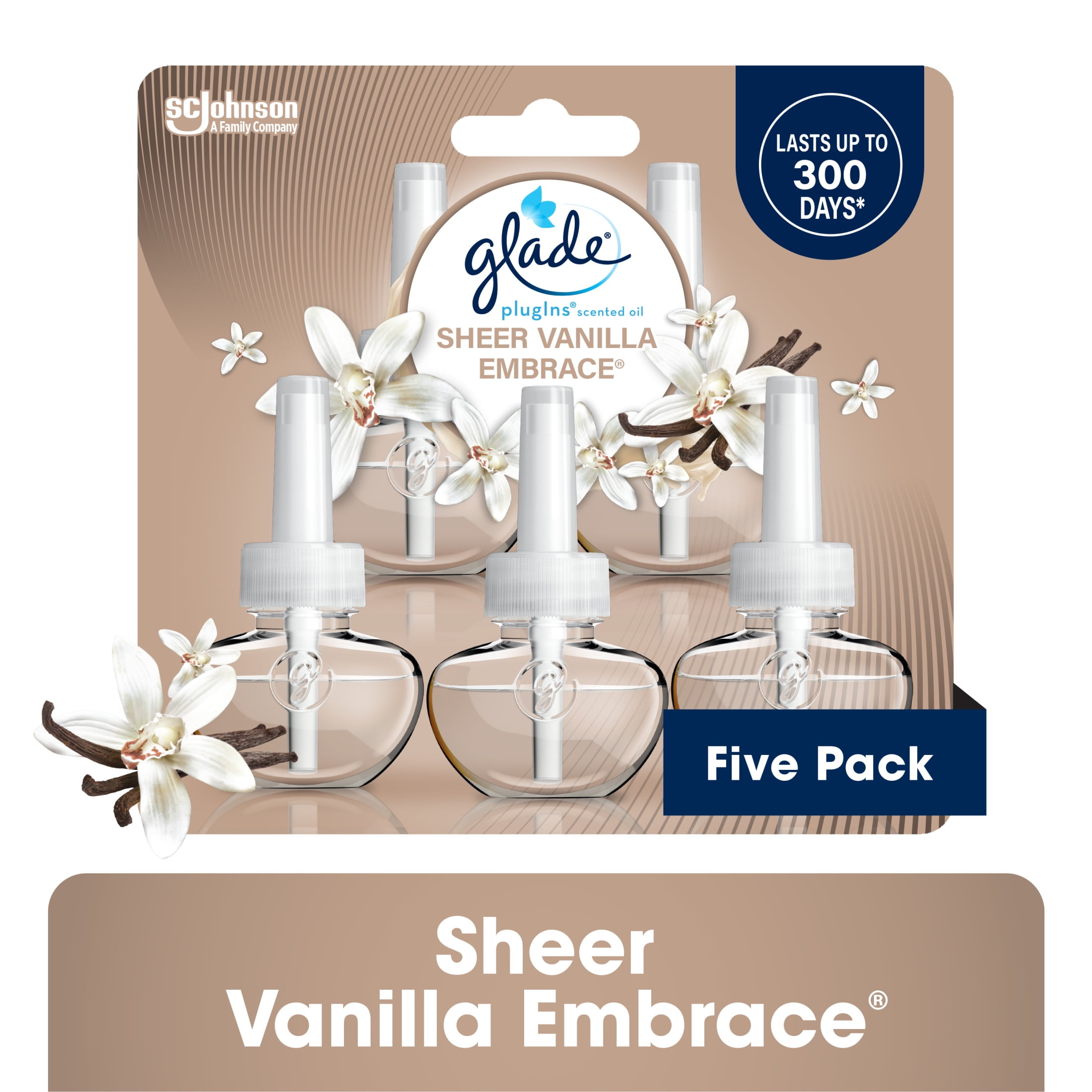 Glade, PlugIns Scented Oil Refills, 5 Pack, Sheer Vanilla Embrace ...