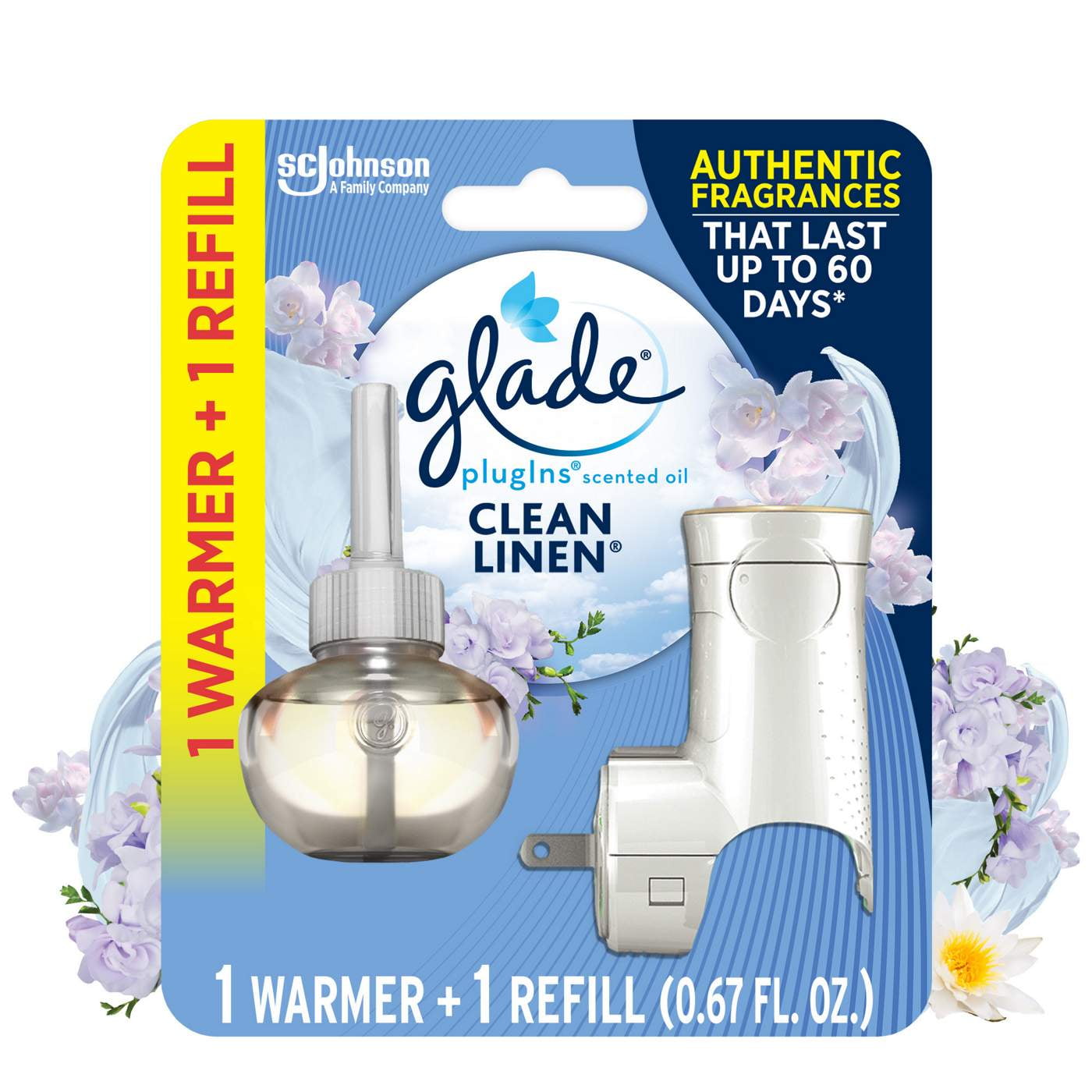 Glade PlugIns Warmer, Scented Oil Refill Clean Linen Fragrance, Air ...