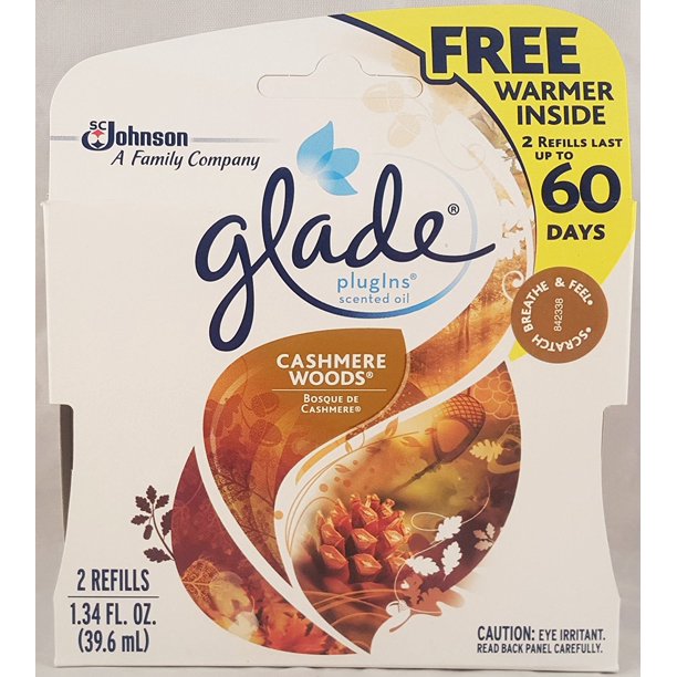 Glade Plugins, Cashmere Woods Starter Kit, 1.34 Fl. Oz. (Pack of 2 ...