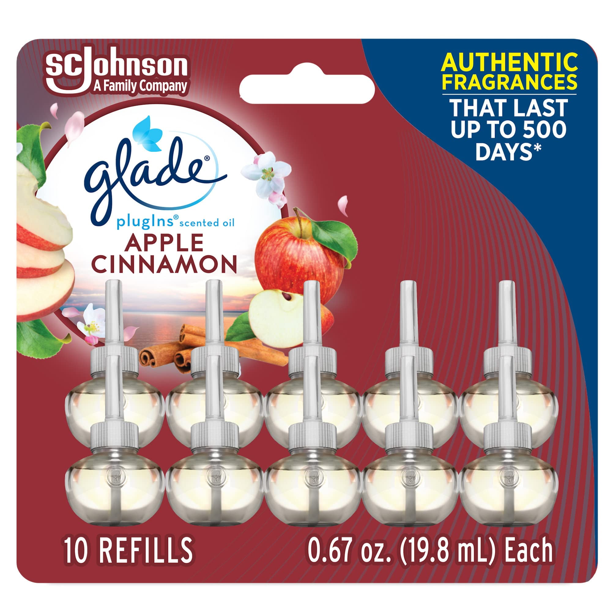 Glade Plugins Refills Air Freshener, Apple Cinnamon Scent, Essential ...