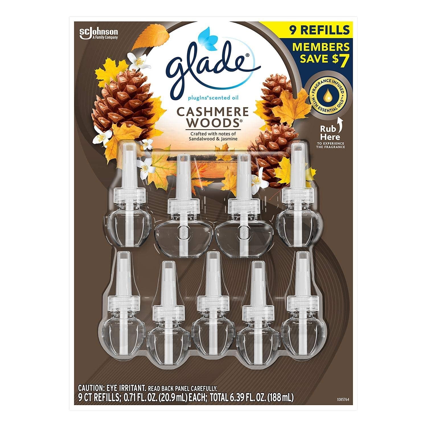 Glade Plugins Scented Oil Refill, Essential Oil Infused Wall Plug In, 6 ...