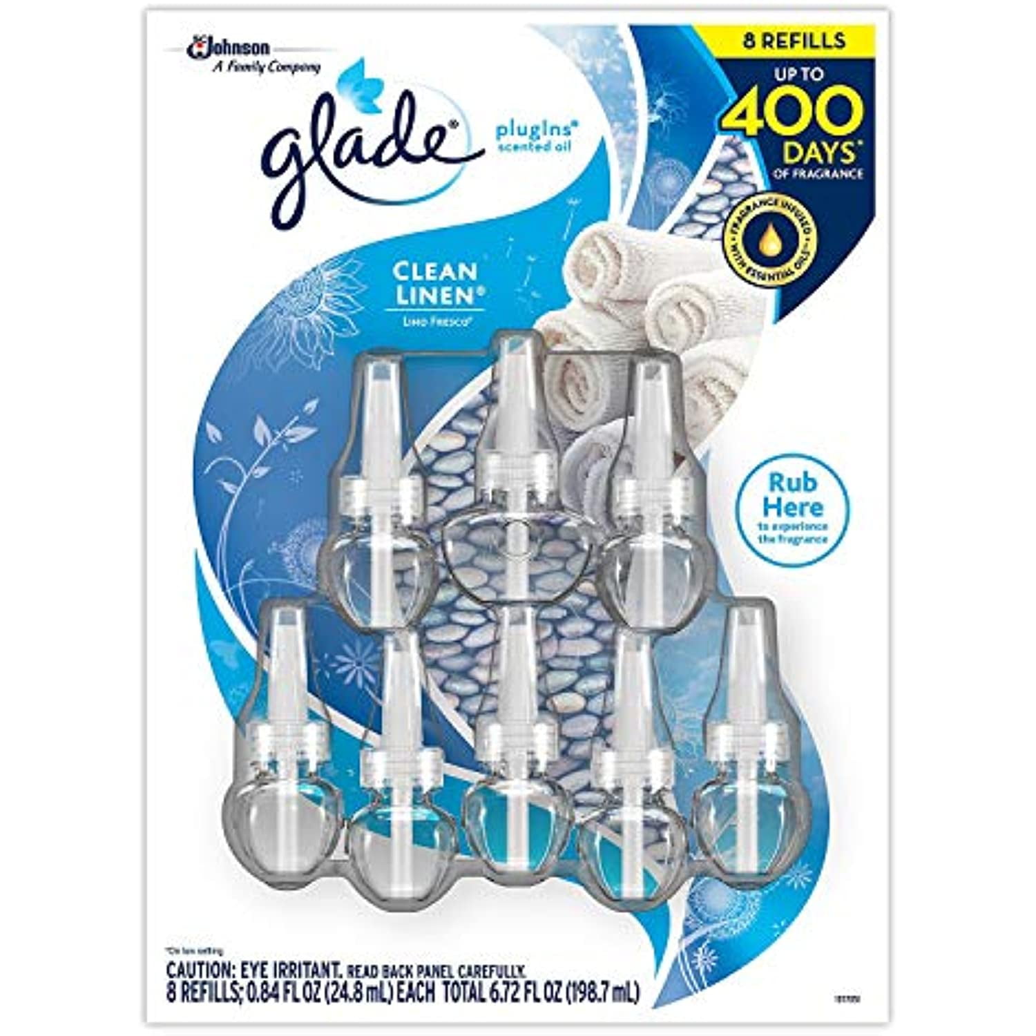 Glade Plugins Scented Oils Refills - Clean Linen .84 Fl Oz (8 Pack ...