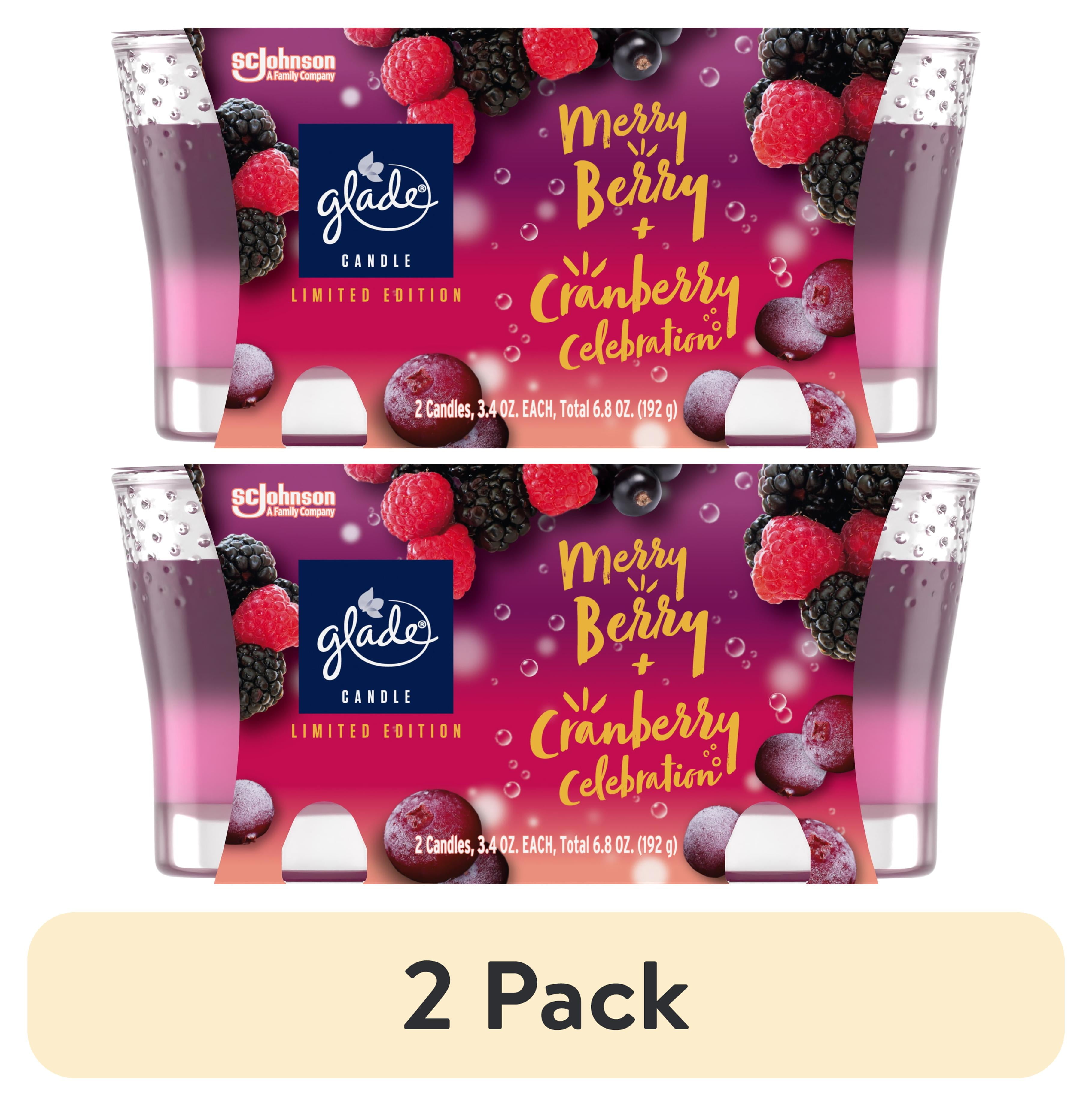 (2 pack) Glade Scented Candle, Merry Berry Celebration, Fragrance ...