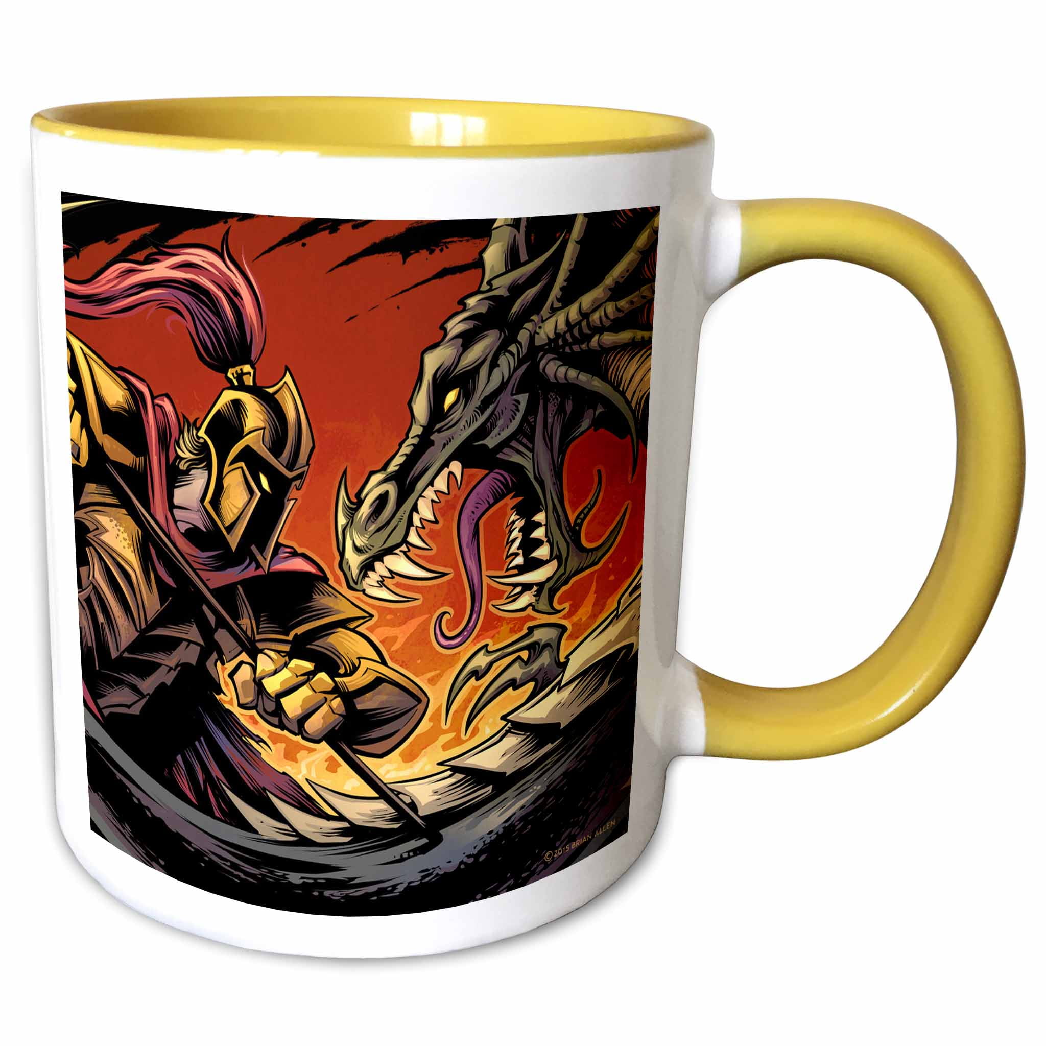 3drose, Gladiator Fighting a Dragon with a Fire Background, 11oz Two ...