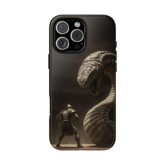 Gladiator Fighting Giant Serpent Epic Fantasy Warrior Battle Artwork ...