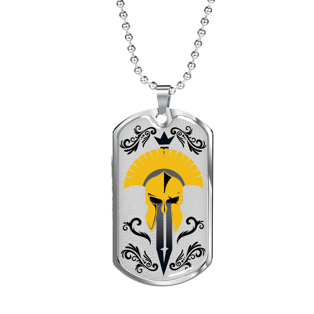 Gladiator Helmet And Sword Necklace Stainless Steel or 18k Gold Dog Tag ...