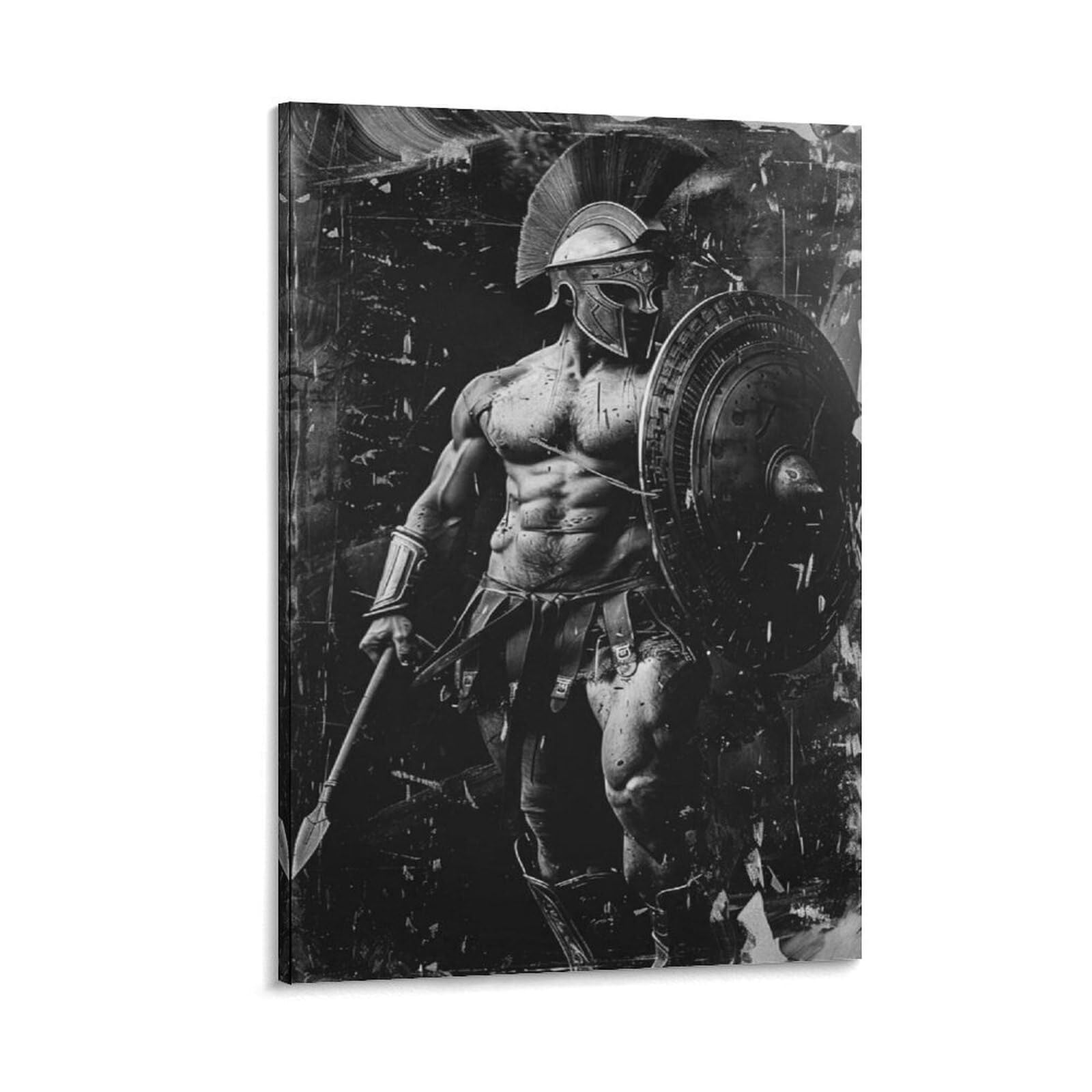 Gladiator Knight Vintage Black And White Illustration Art Poster Home ...