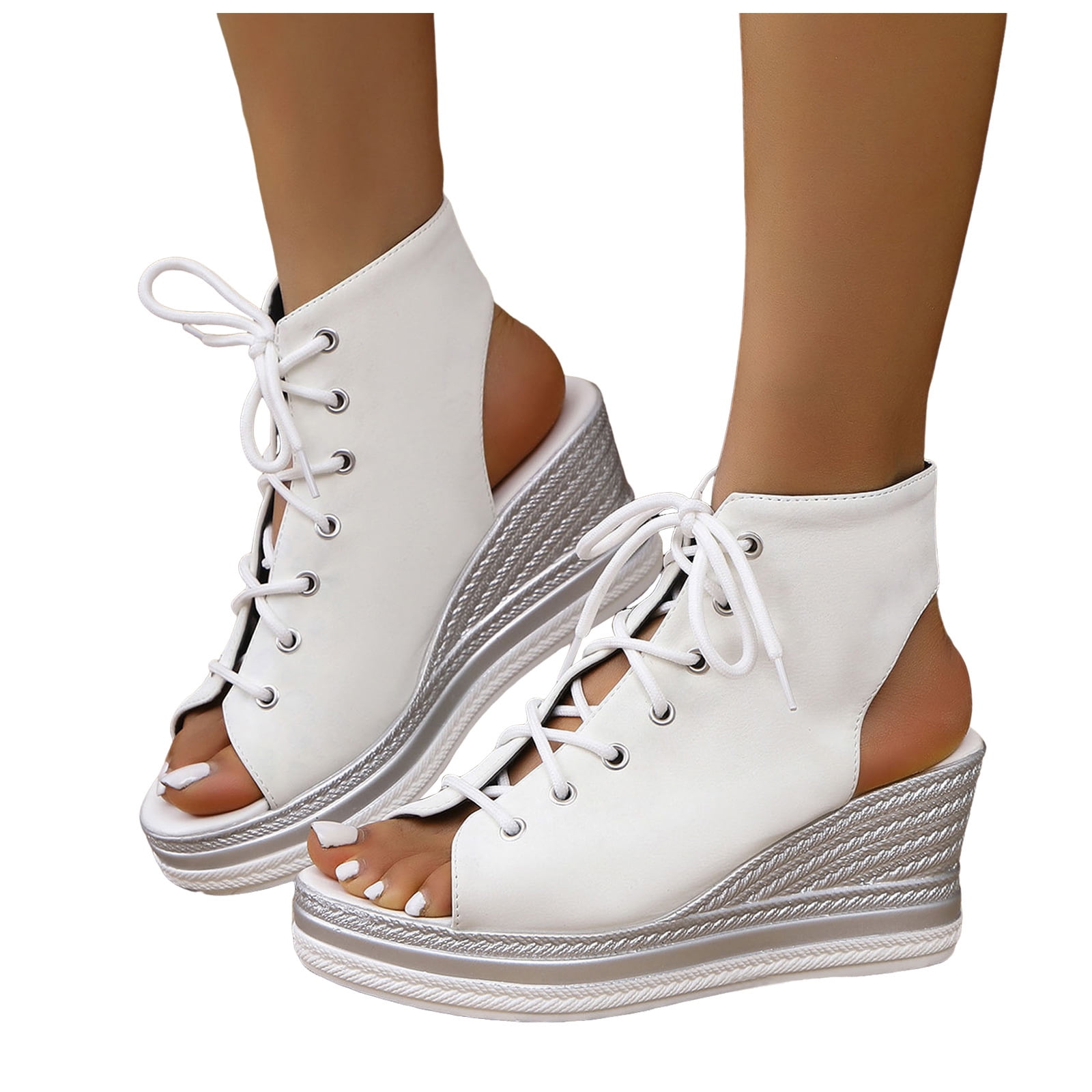 Gladiator Sandals for Women Open Toe Lace up Platform Wedges Heels ...