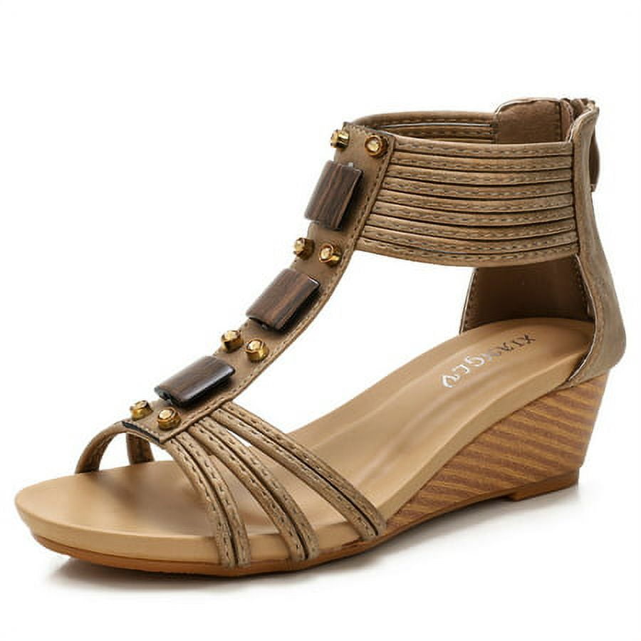 Gladiator Sandals for Women Wedge Platform Roman Heel Sandals Open Toe ...