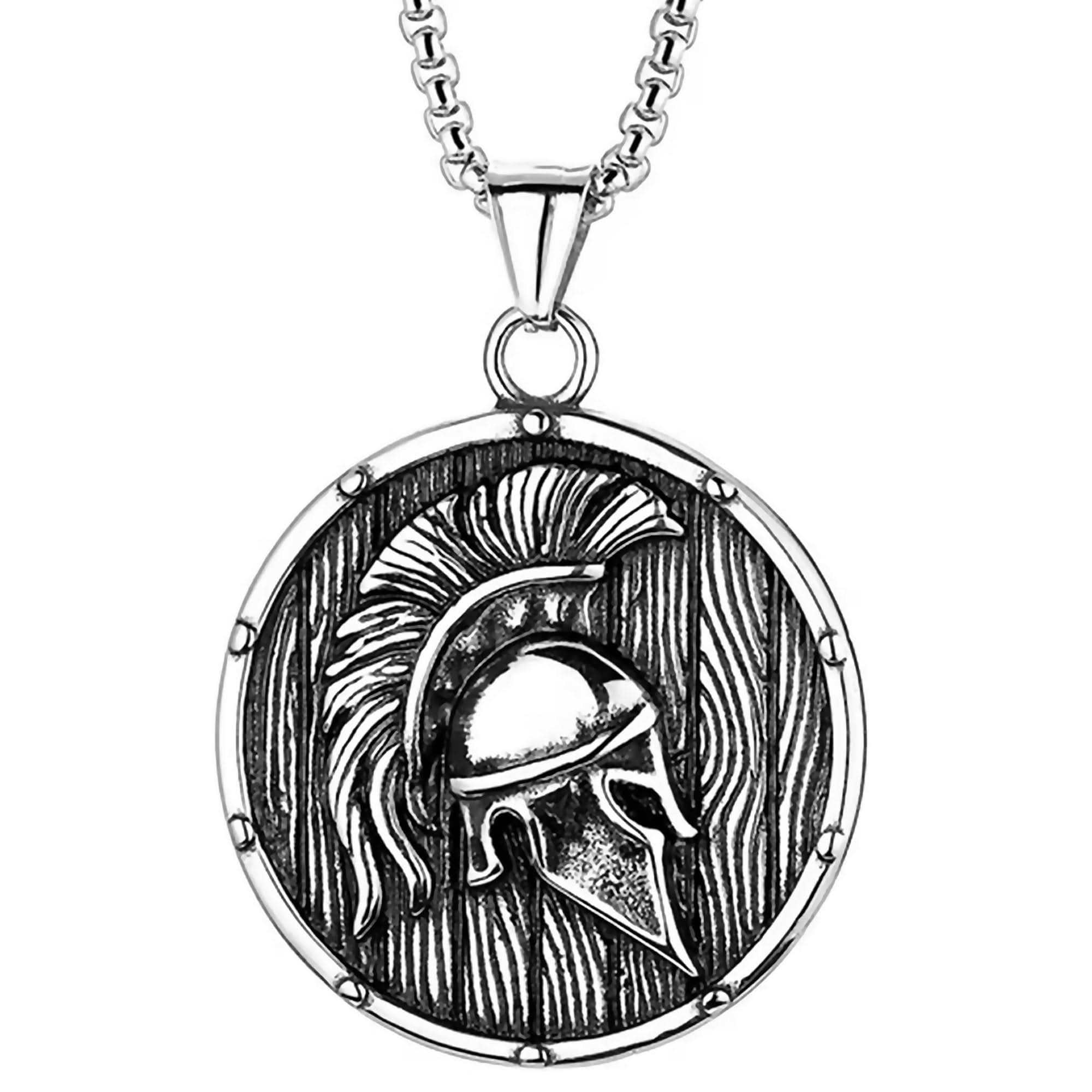 Gladiator Shield Necklace Silver 316L Stainless Steel 300 Spartan ...