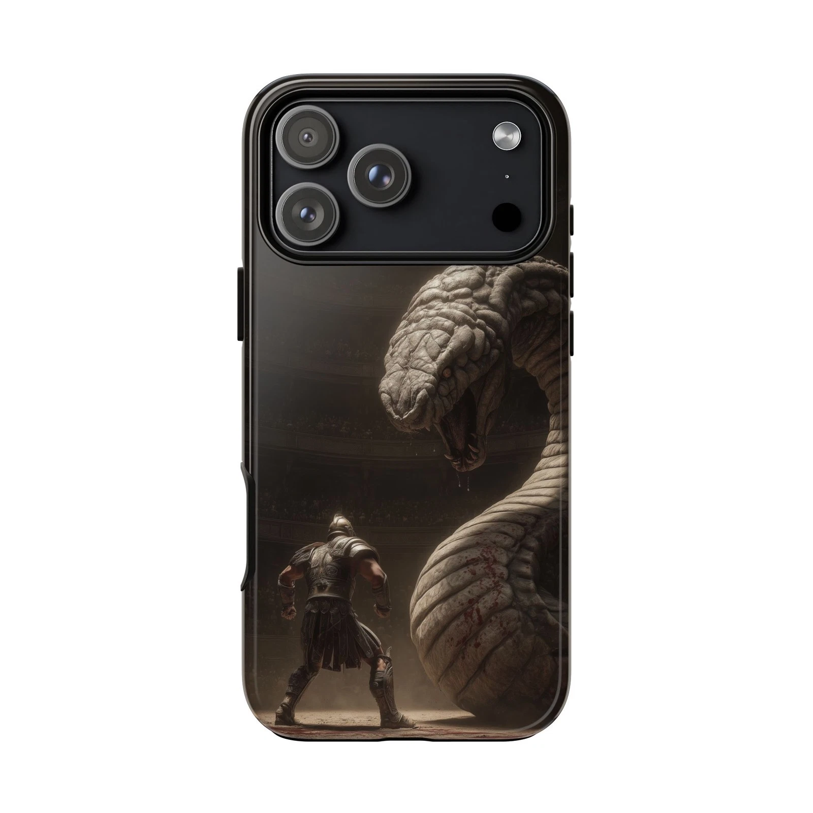 Gladiator Warrior Serpent Battle Scene iPhone Case with iPhone 17 to 11 ...
