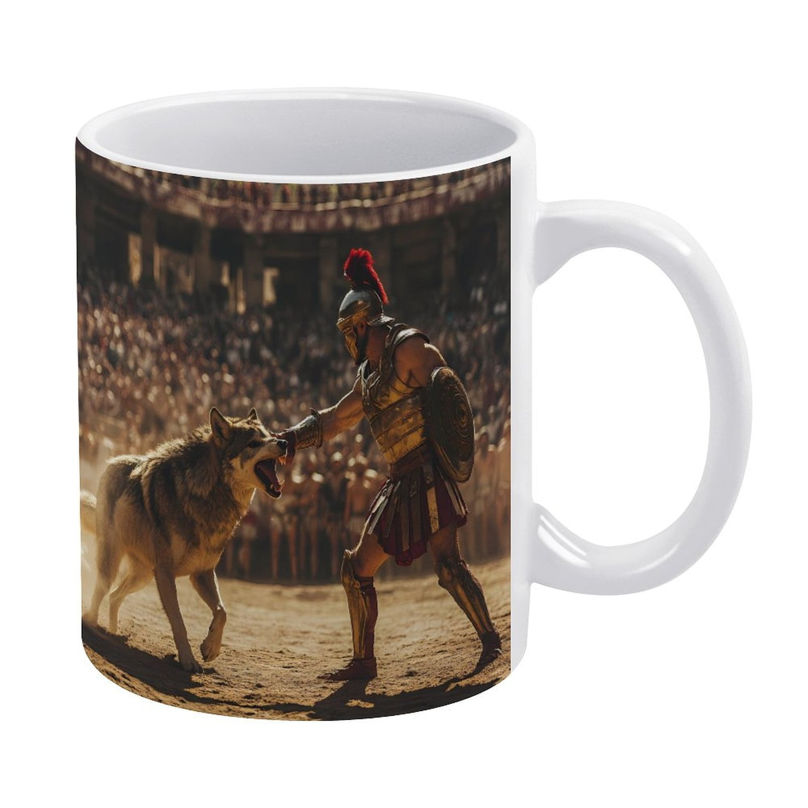 Gladiator Wolfs Empire 11oz Coffee Mug with Handles Ceramic Tea Cup For ...