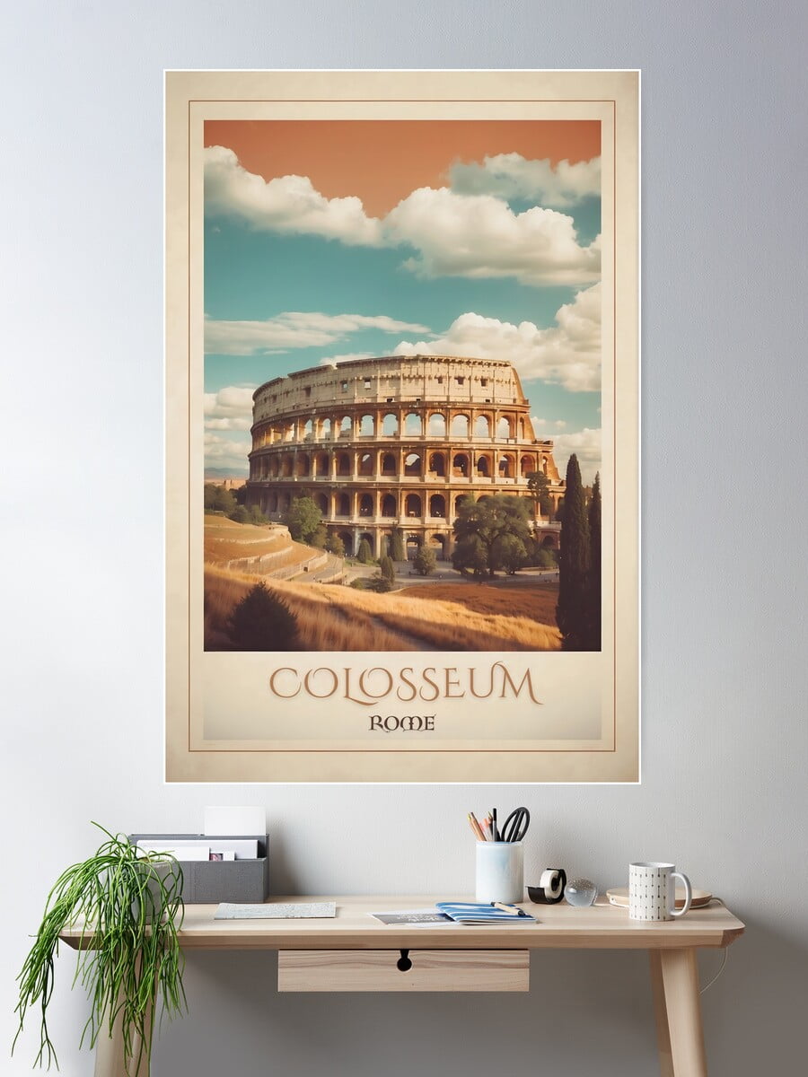 Gladiatorial Grandeur: Vintage Travel Poster Of The Colosseum Poster ...