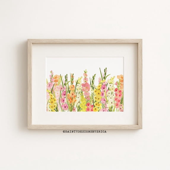 Gladiolus Colorful Spring Flower Wall Art, Unframed Canvas Size 8x12 ...