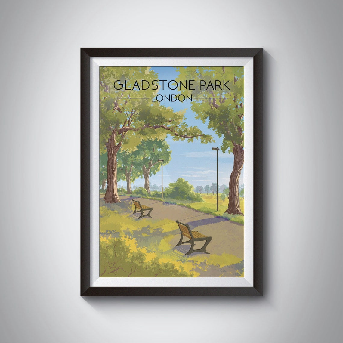 Gladstone Park London Poster, Dollis Hill, London Park Print, Brent ...