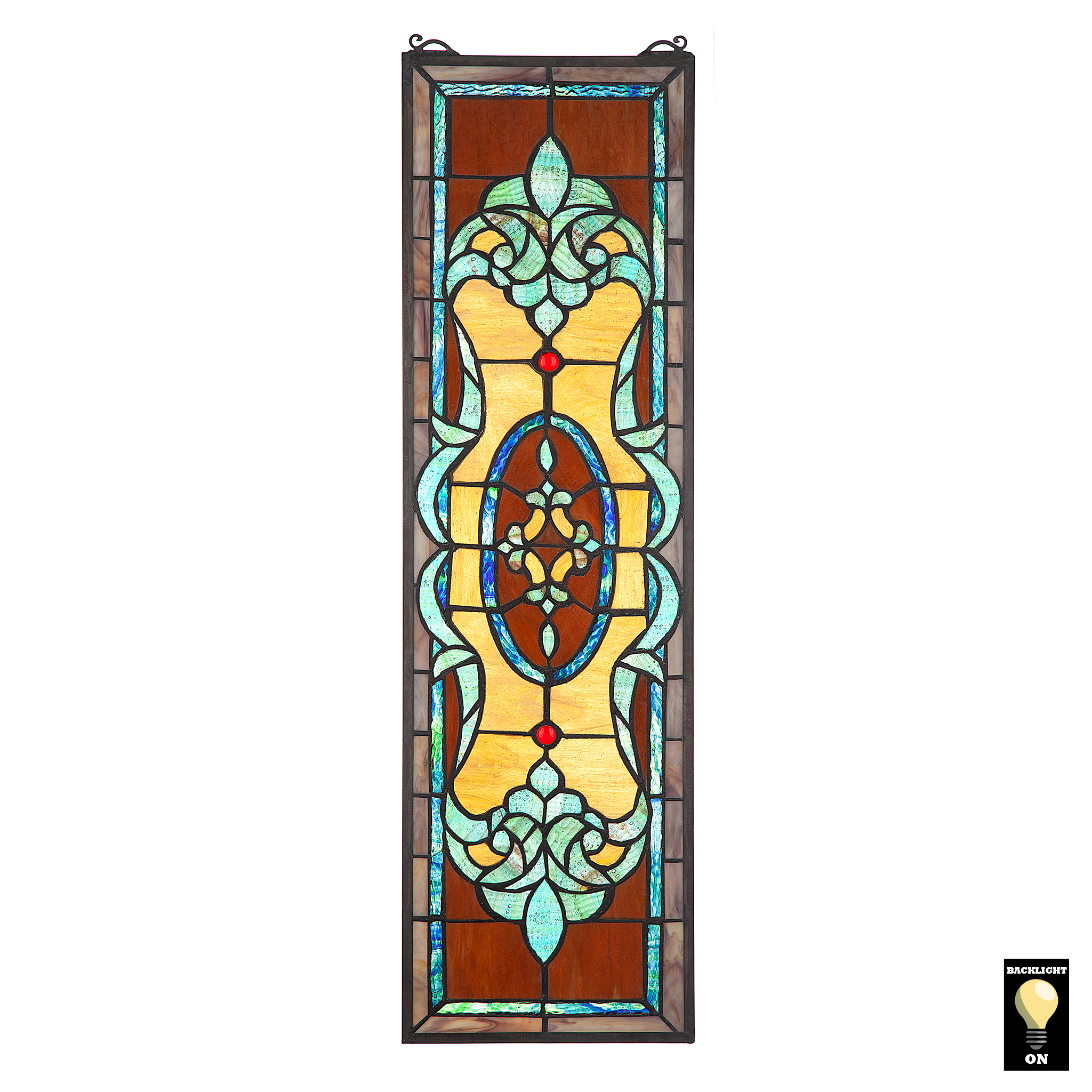 CHLOE Antoinette Tiffany-Style Mission Stained Glass Window Panel 20 ...