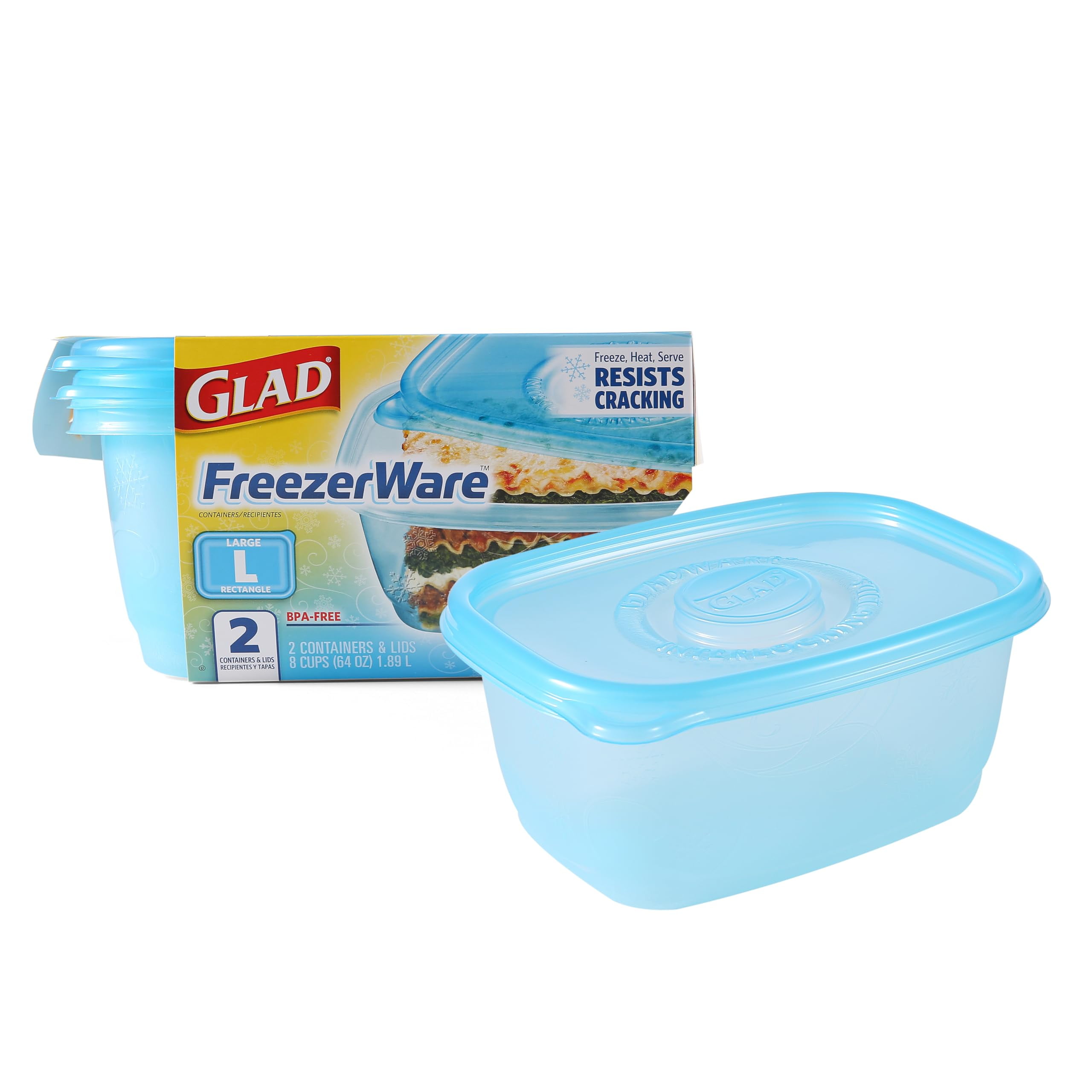 Gladware Freezerware Food Storage Containers, Large | Rectangle Food ...