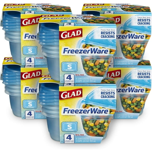 Gladware Freezerware Food Storage Containers, Small Rectangle Holds 24 ...