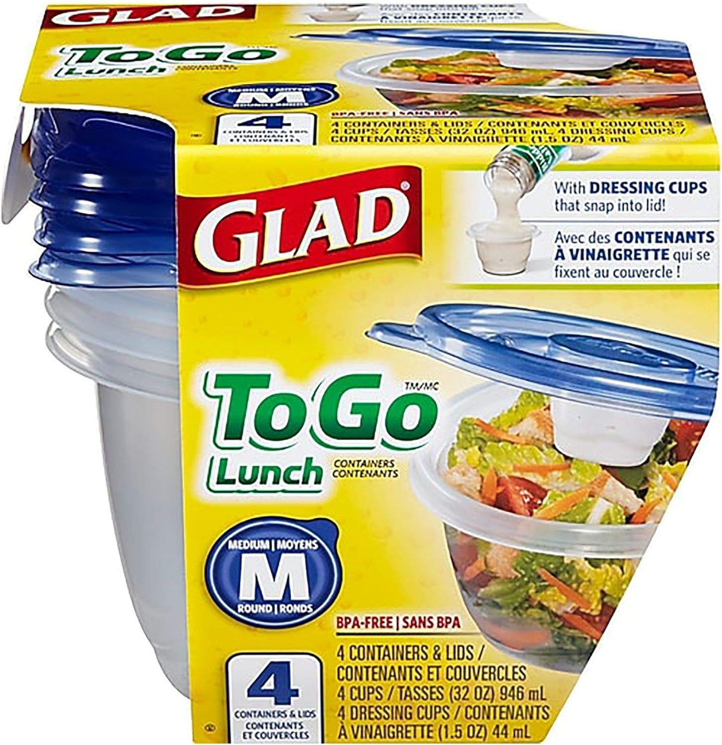 Gladware Lockware To Go Food Storage Containers Glad Medium Size Round ...