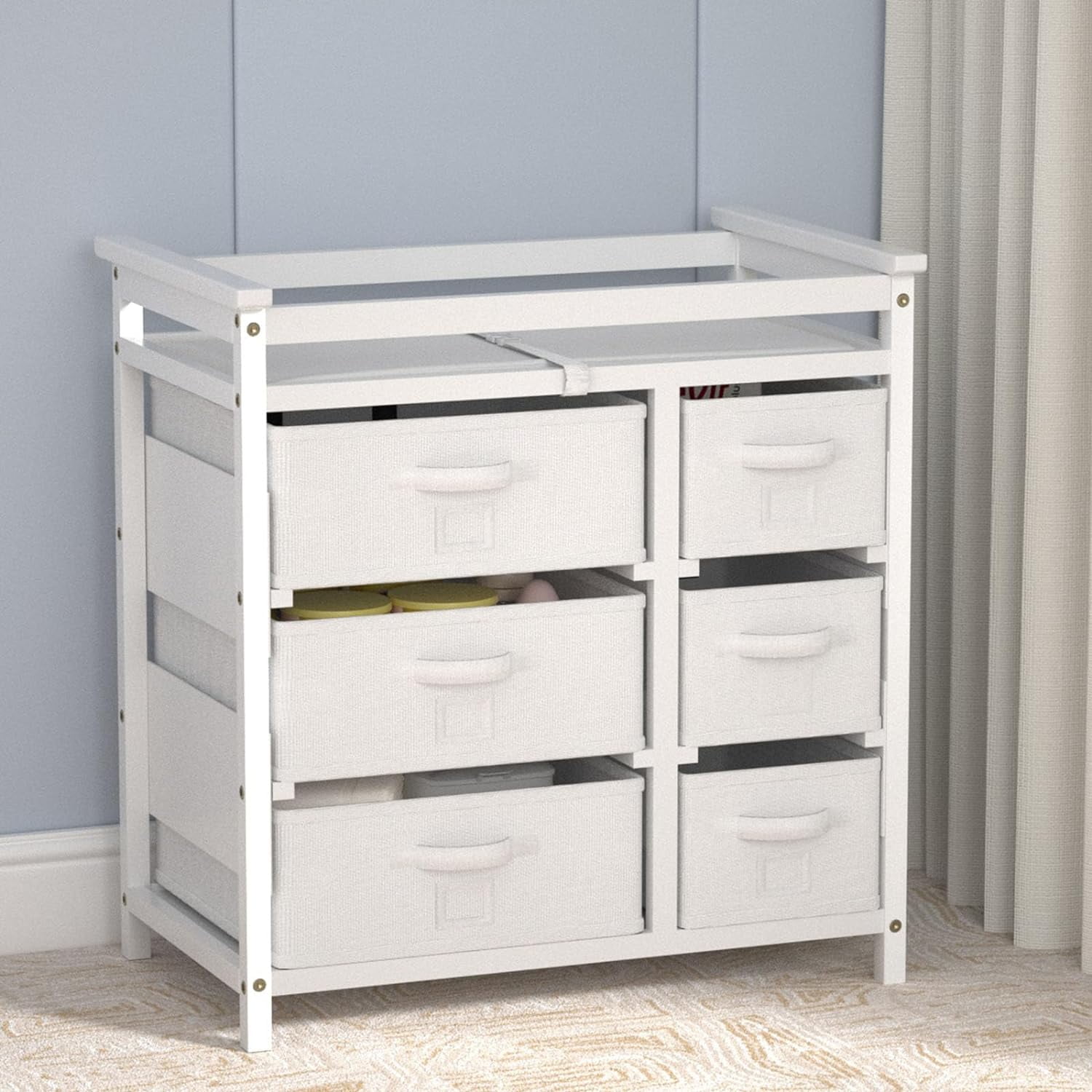 Glaf Baby Changing Table with 6 Storage Drawers and Pad Topper Modern ...
