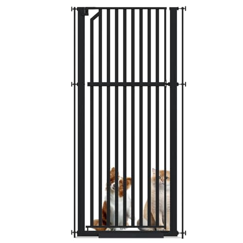 Glaf Extra Tall Pet Gate 63" Pressure Mounted Cat Door Safety Metal Cat ...