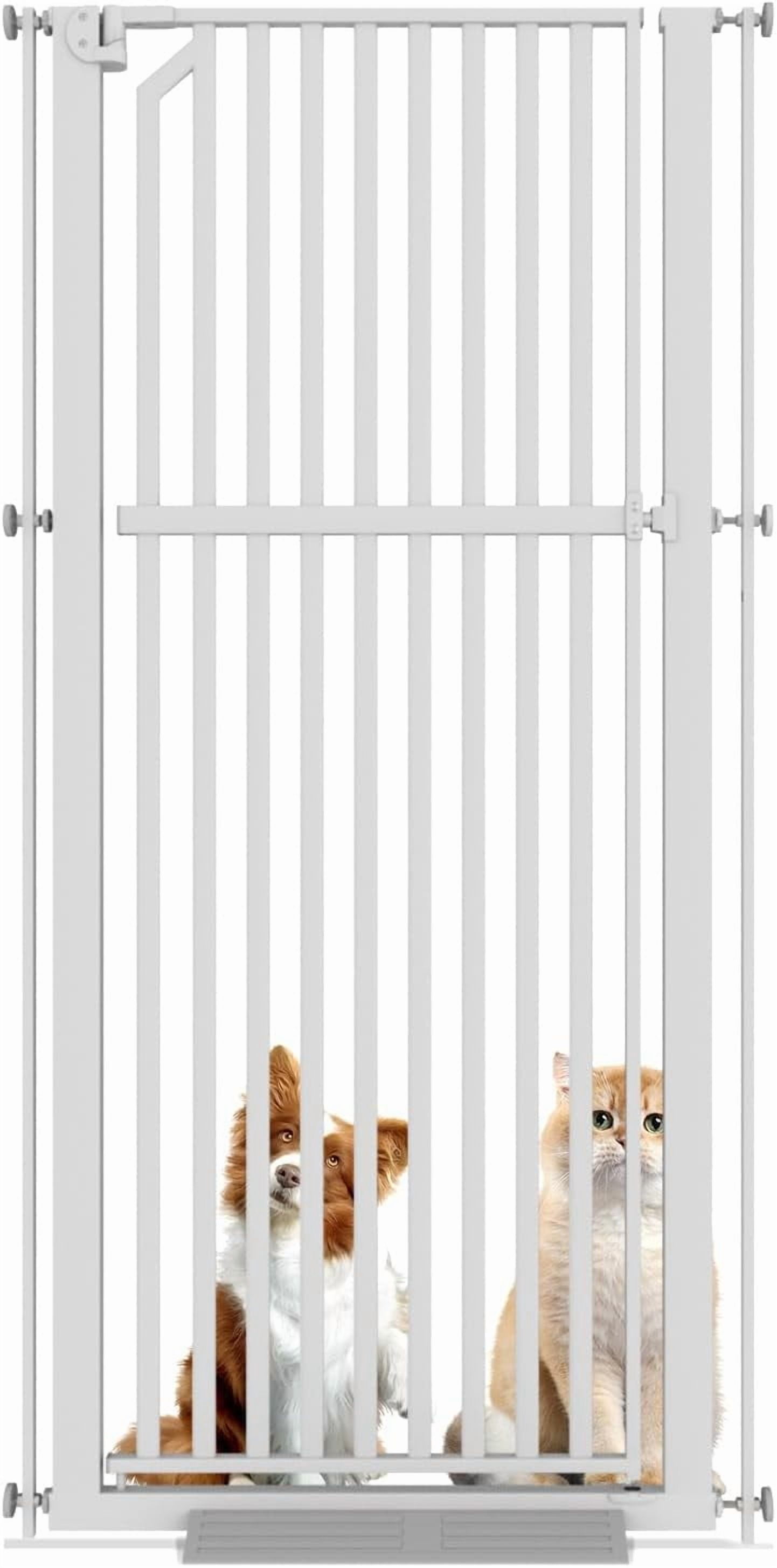 Glaf Extra Tall Pet Gate 63" Pressure Mounted Cat Door Safety Metal Cat ...