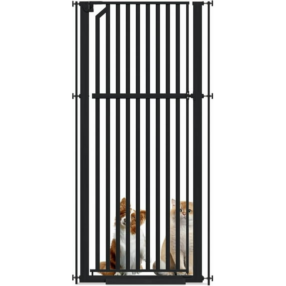 Glaf Extra Tall Pet Gate 63" Pressure Mounted Cat Door Safety Metal Cat ...