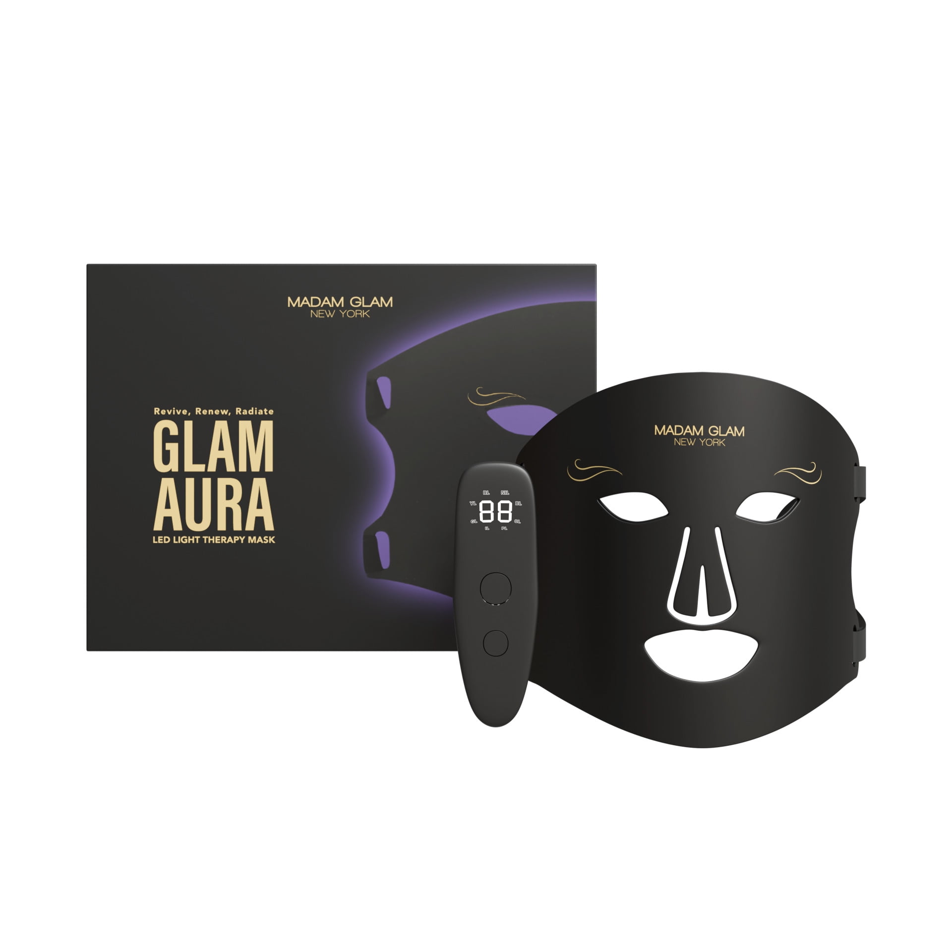 Madam Glam Glam Aura LED Light Therapy Facial Mask, Black - Walmart.com