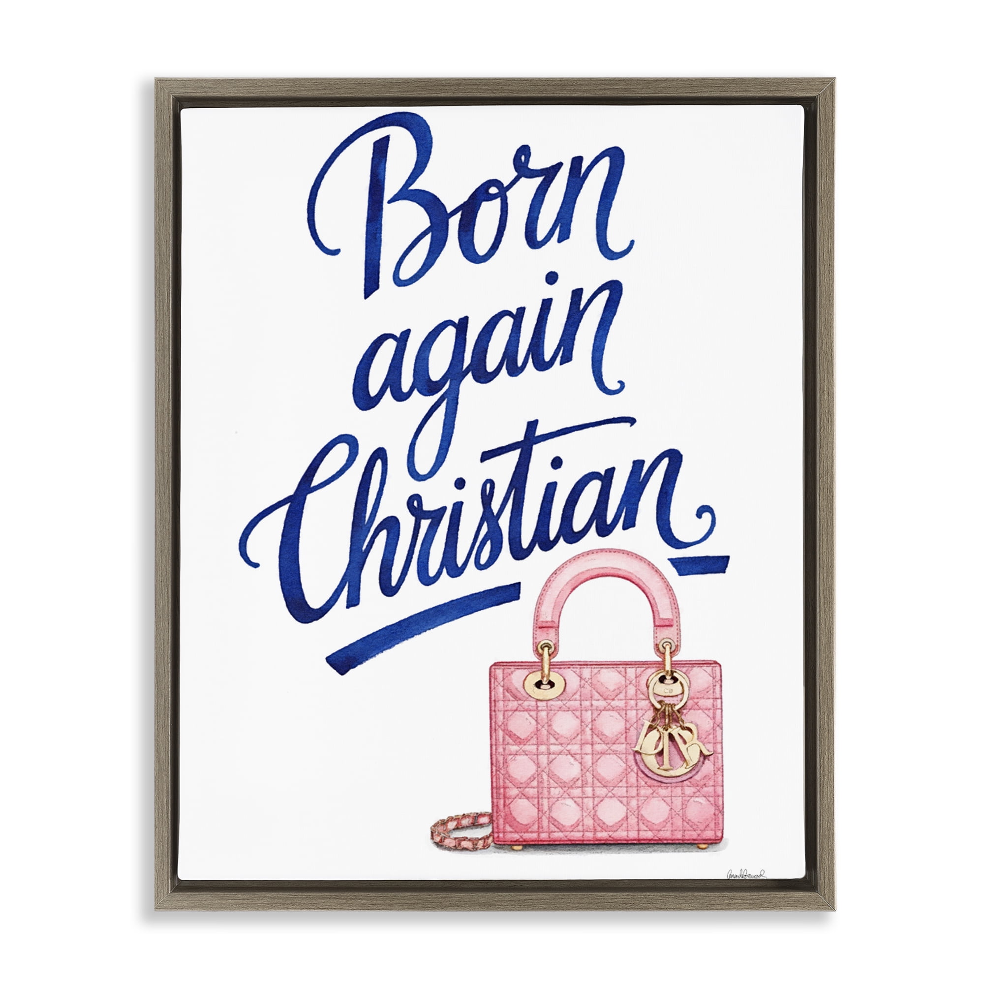 Glam Born Again Christian Brown Framed Floater Canvas Wall Art, design ...