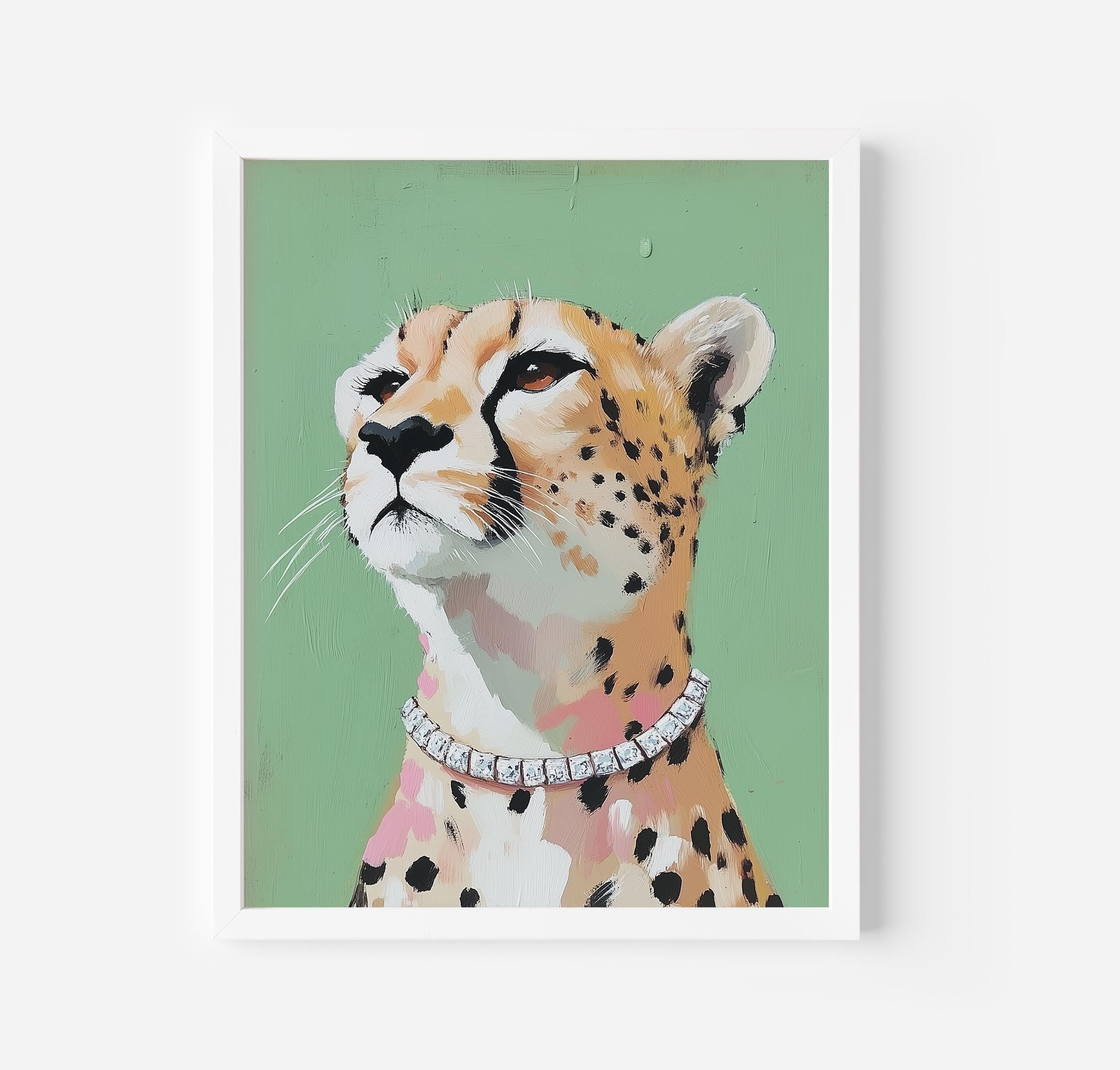 Glam Cheetah Portrait Art Poster Maximalist Home Decor (Print), Luxury ...