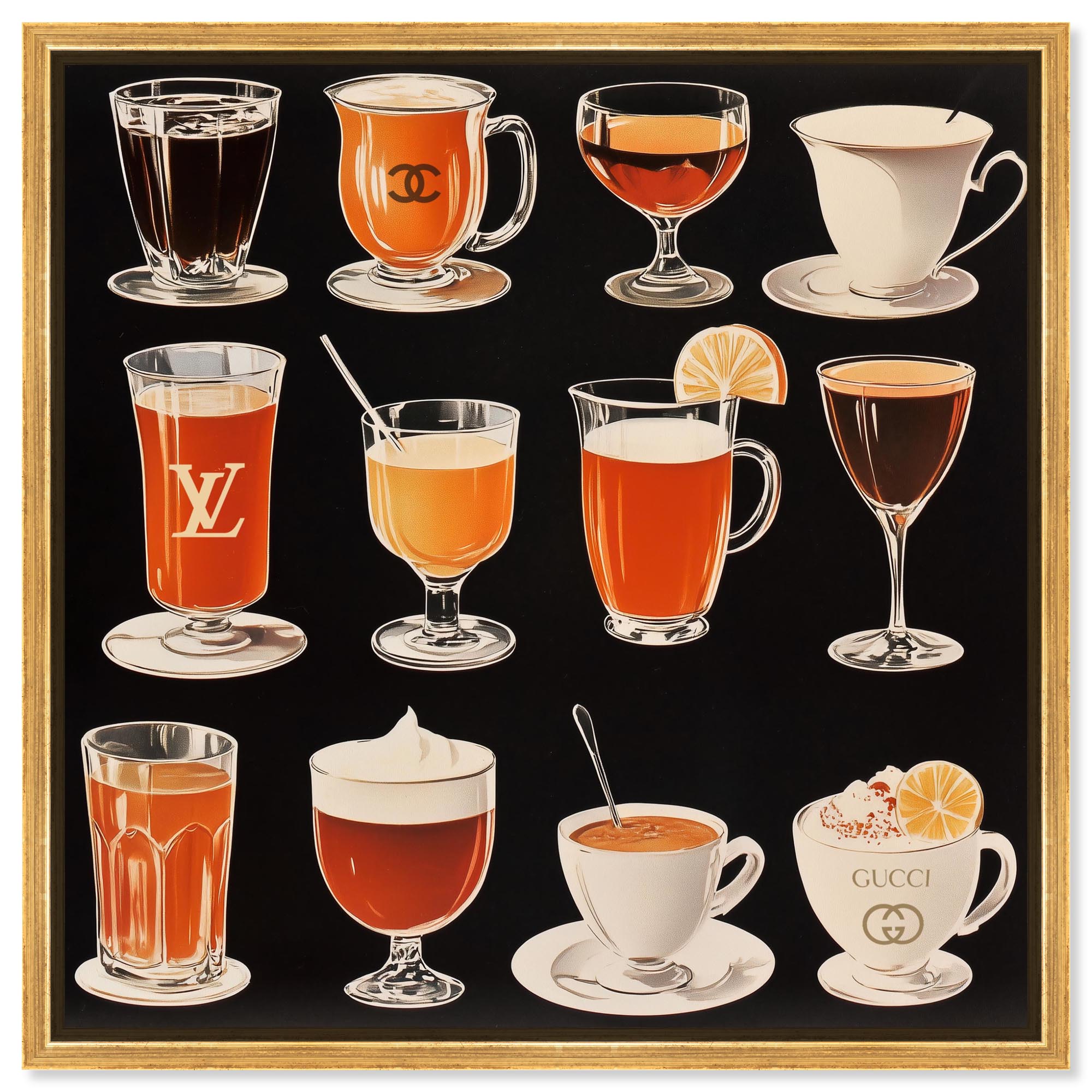 Glam Coffee Drink Collection Canvas Kitchen Art Print by Art Remedy ...