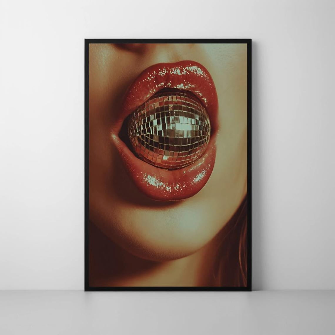 Glam Disco Lips Poster Retro Modern Fashion Pdf Jpg Files Available ...