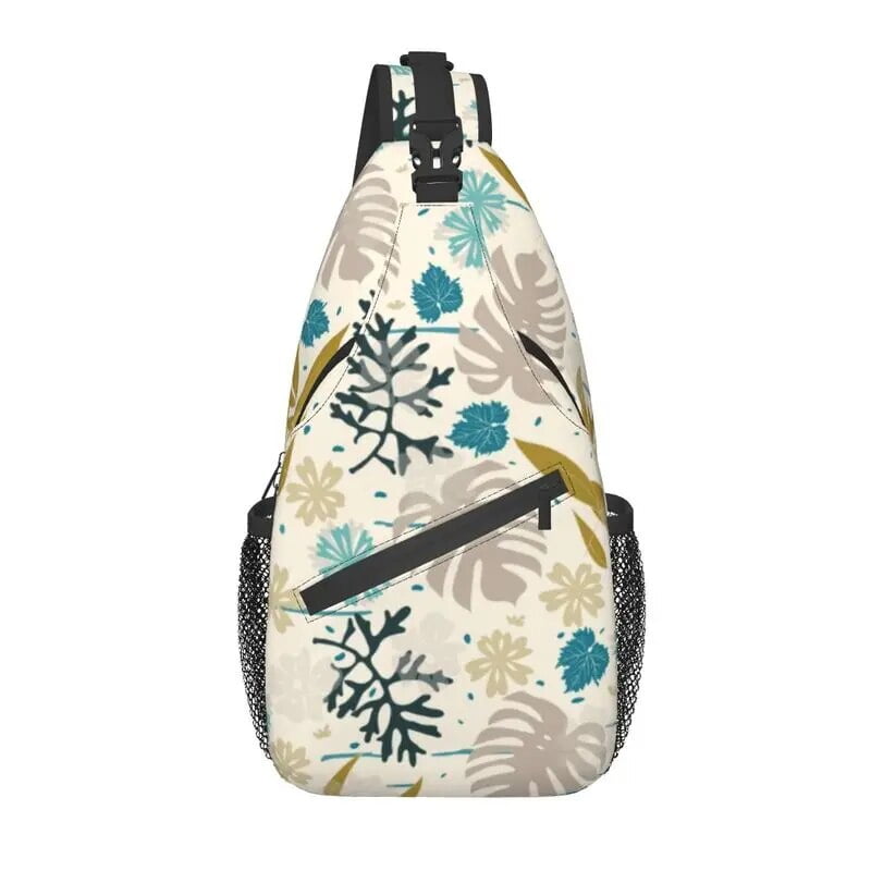 Glam Gold Tropical Leaves Crossbody Sling Backpack Men Botanical Jungle ...