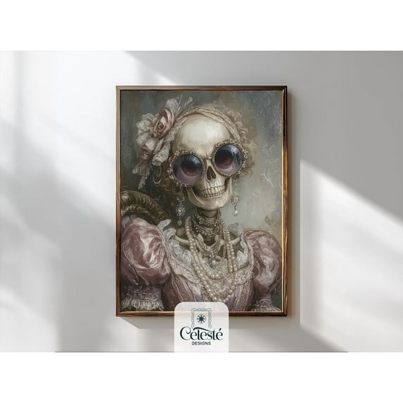 Glam Gothic Print, Rococo Pearls, Sunglasses Home Decor UNFRAMED Poster ...