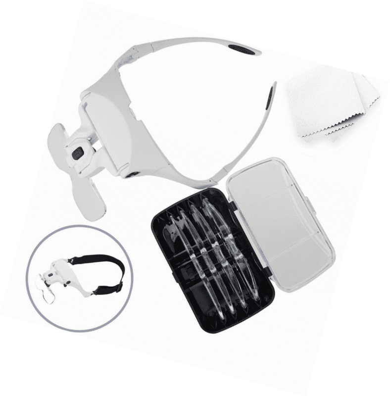 Glam Hobby h6902B Head Mount Magnifier with LED Head Light Bracket and ...