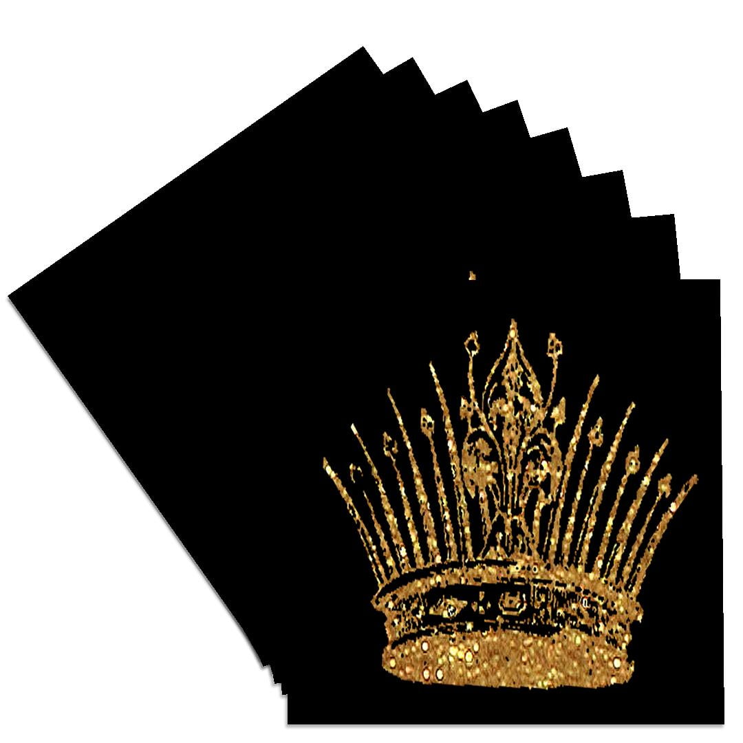 3drose, Glam Image of Gold Crown Illustration, Set of 8 Ceramic Tile ...