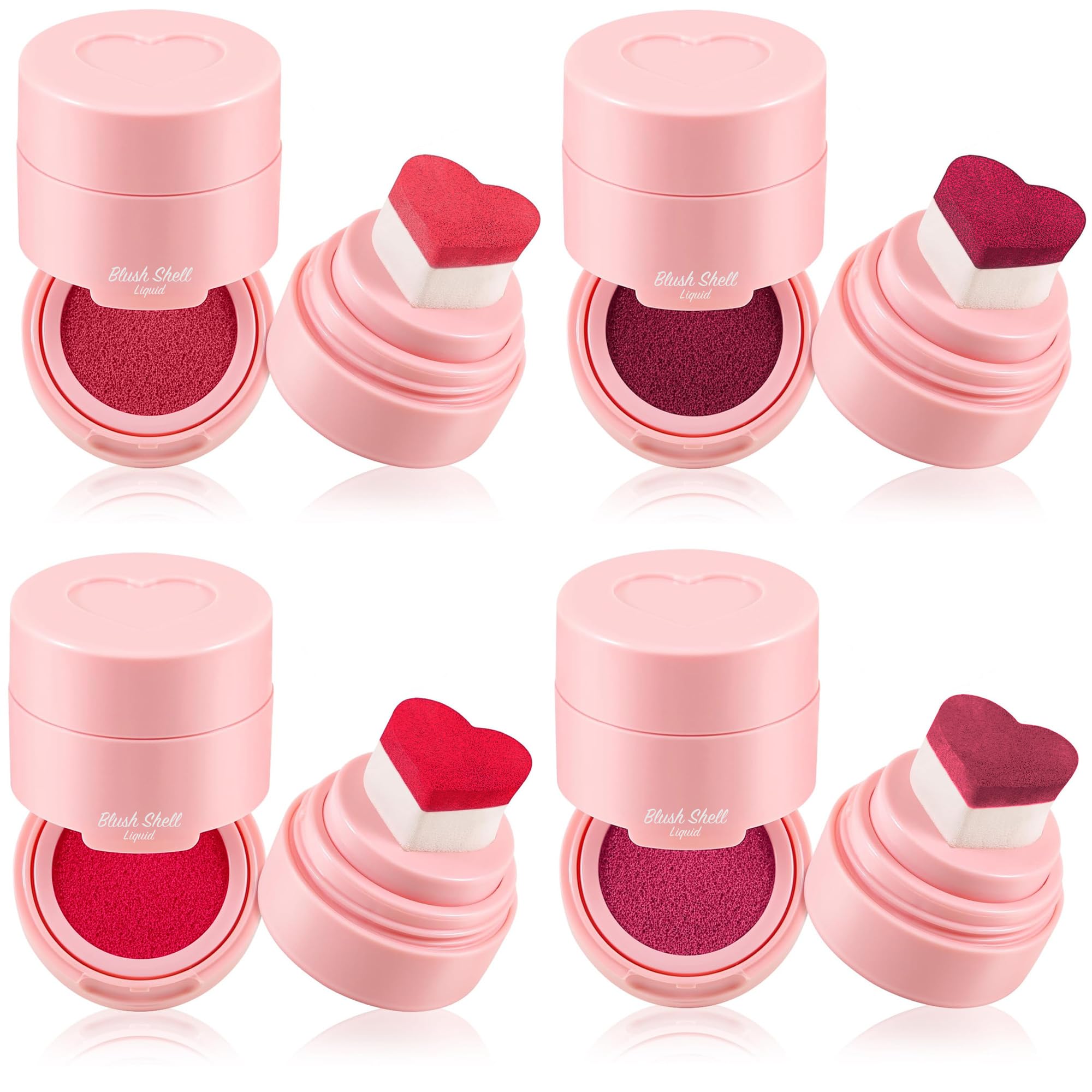 Glam Lux Beauty Bundle Blush Shell Liquid Blush Set of 4 Heart Shaped ...