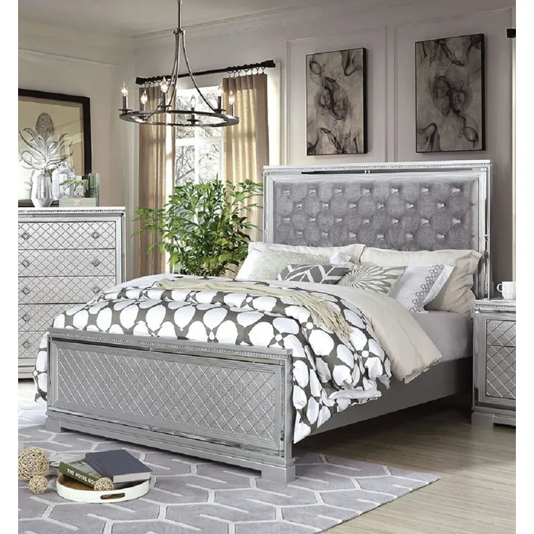 Grey and silver bed store