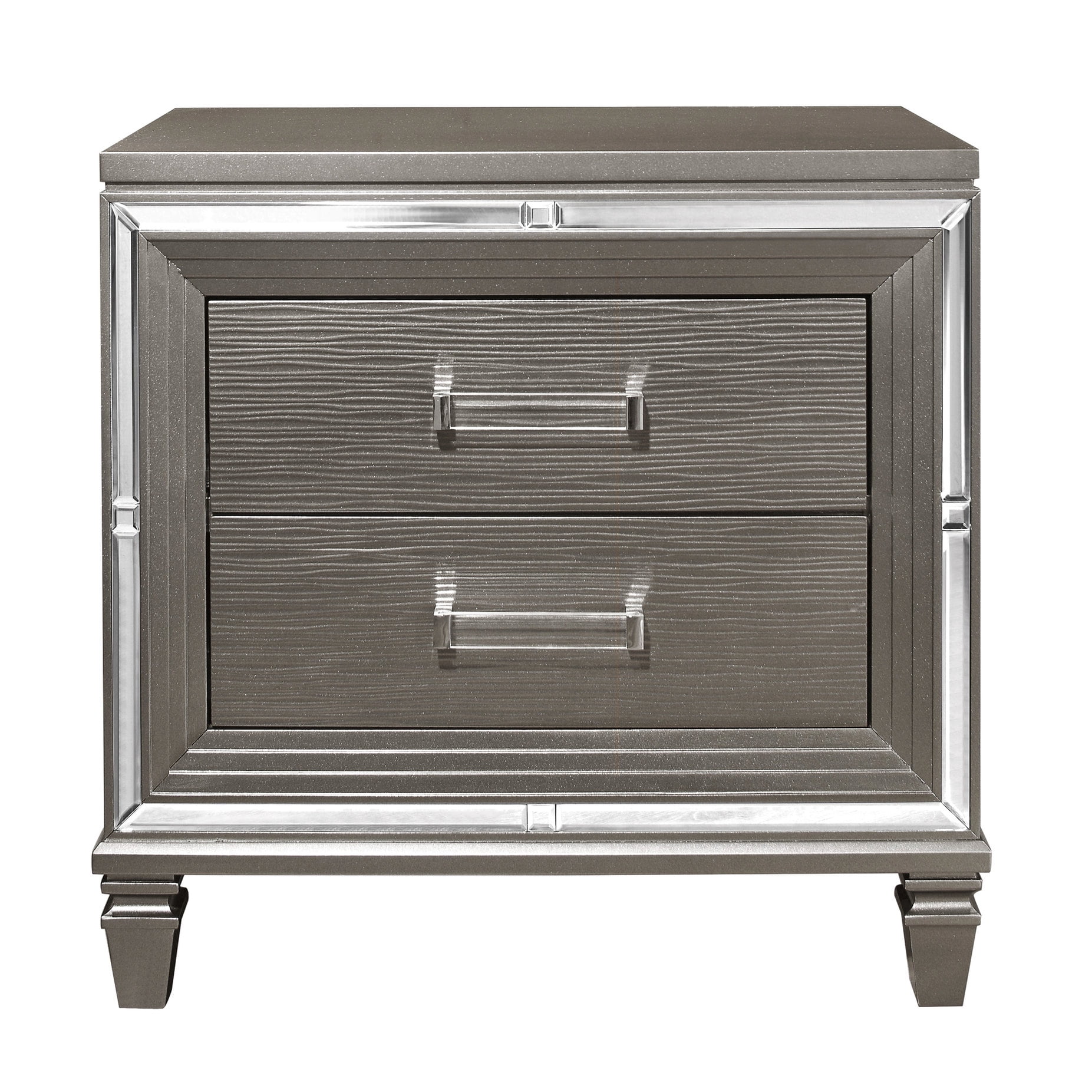 Glam Modern Nightstand | Fit Bedroom Decor Needs | Silver - Gray Finish ...