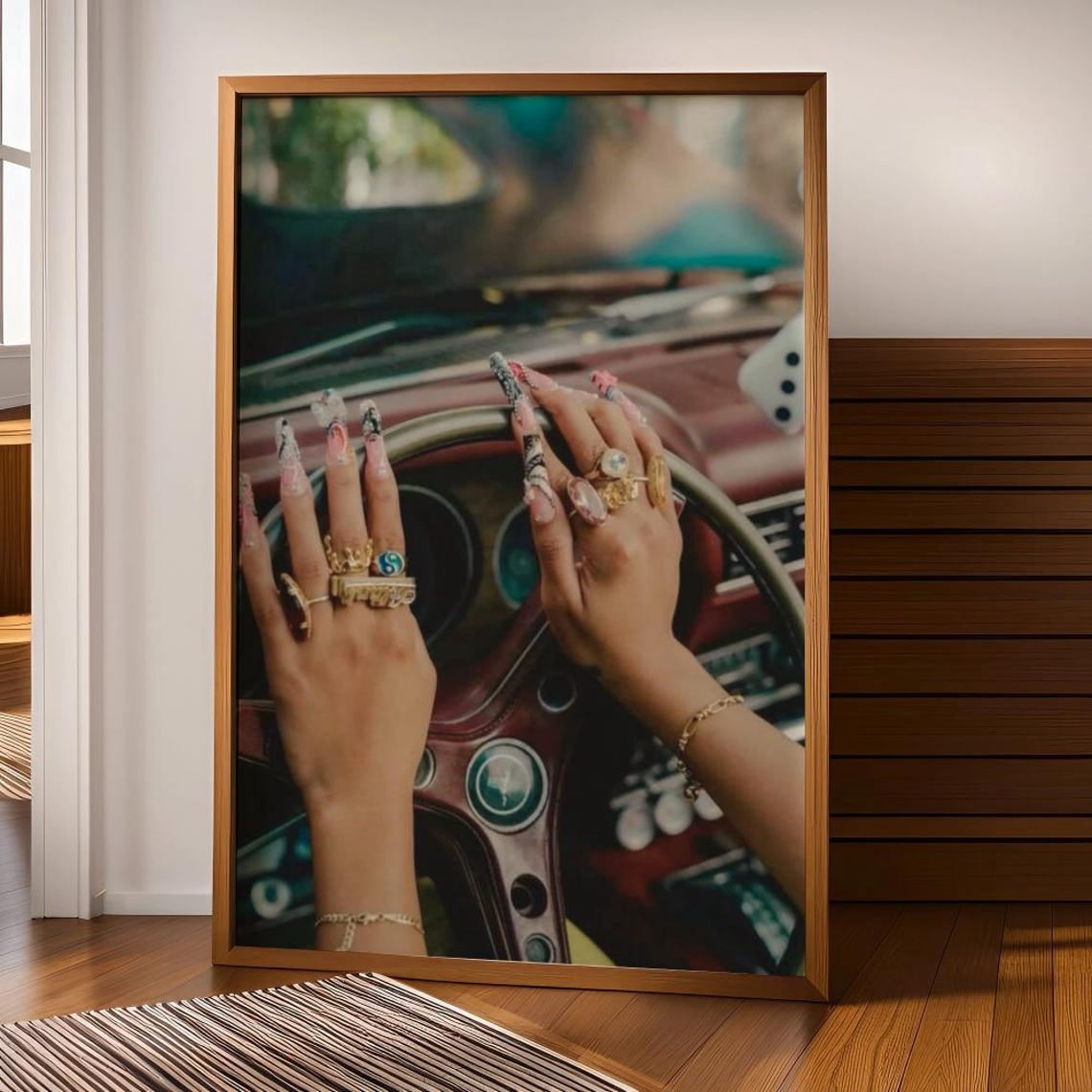 Glam Nails Vintage Car Art Poster Fashionable Jewelry Poster, Unframed ...