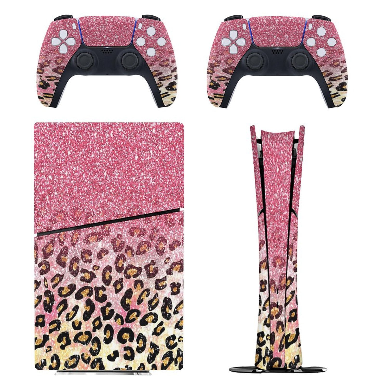 Glam Pink Glitter Leopard Pattern PS5/PS5 Slim Digital Disc Skin ...