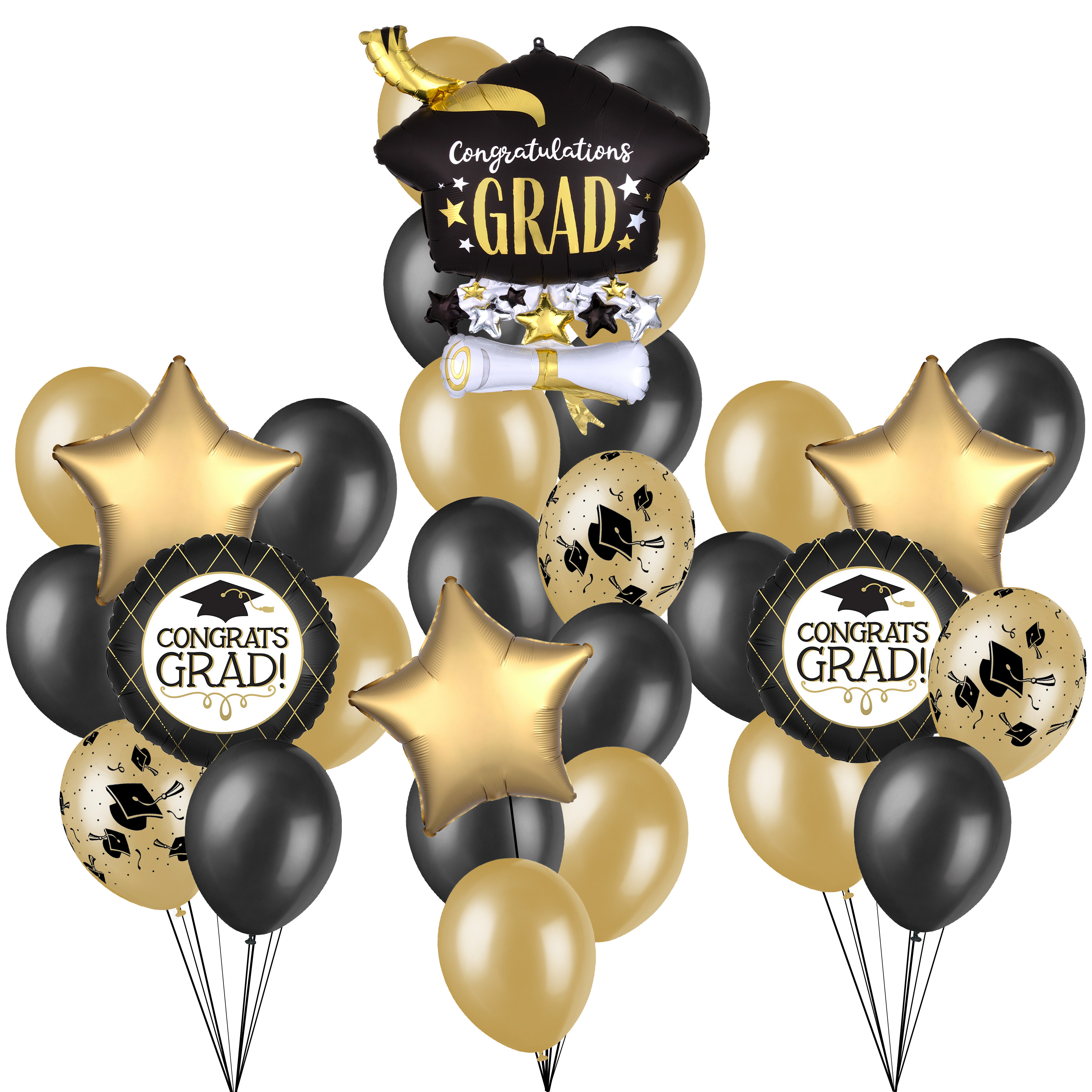 Glam Satin Luxe Congrats Grad Graduation Cap & Stars Bouquet 34pc ...