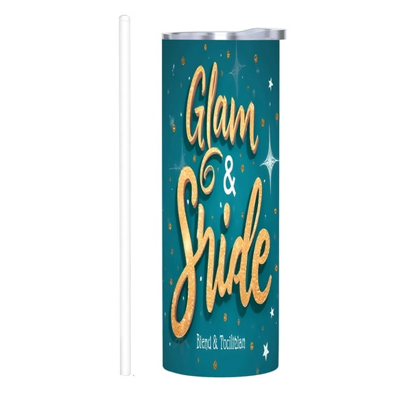 Glam & Slide 20 oz Stainless Steel Insulated Tumbler - Teal with White ...