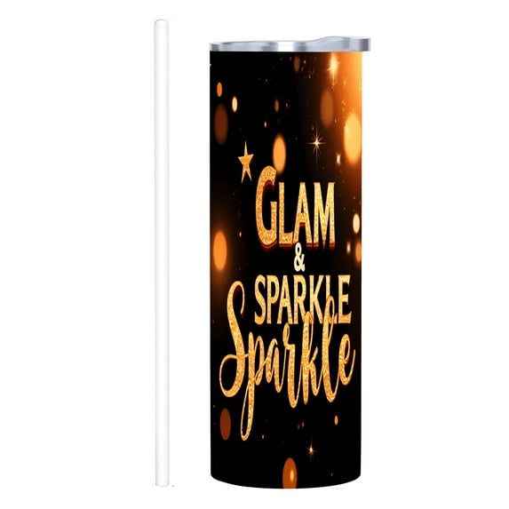 Glam & Sparkle 20 oz Stainless Steel Insulated Tumbler - Glittery Gold ...