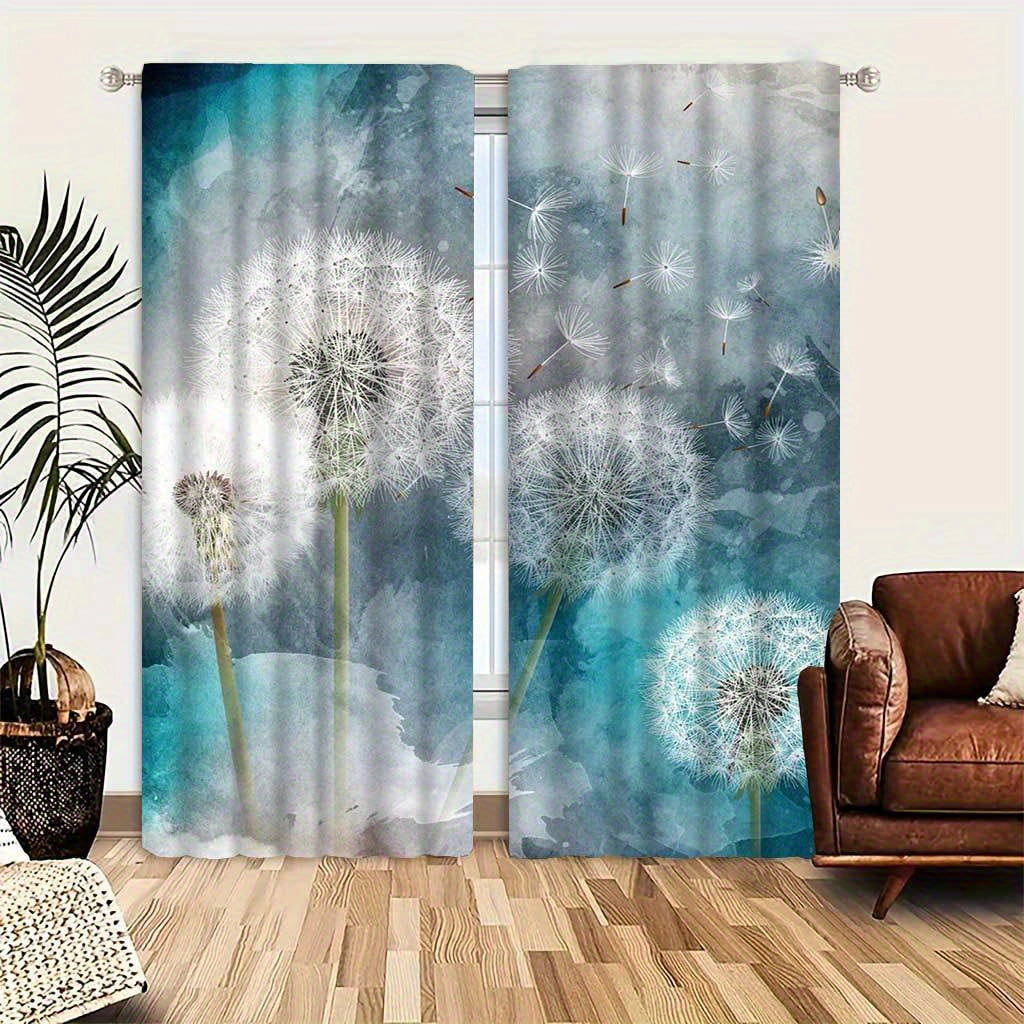 Glam Style Butterfly Floral Print Curtain 2Panels Semi-Sheer Jacquard ...