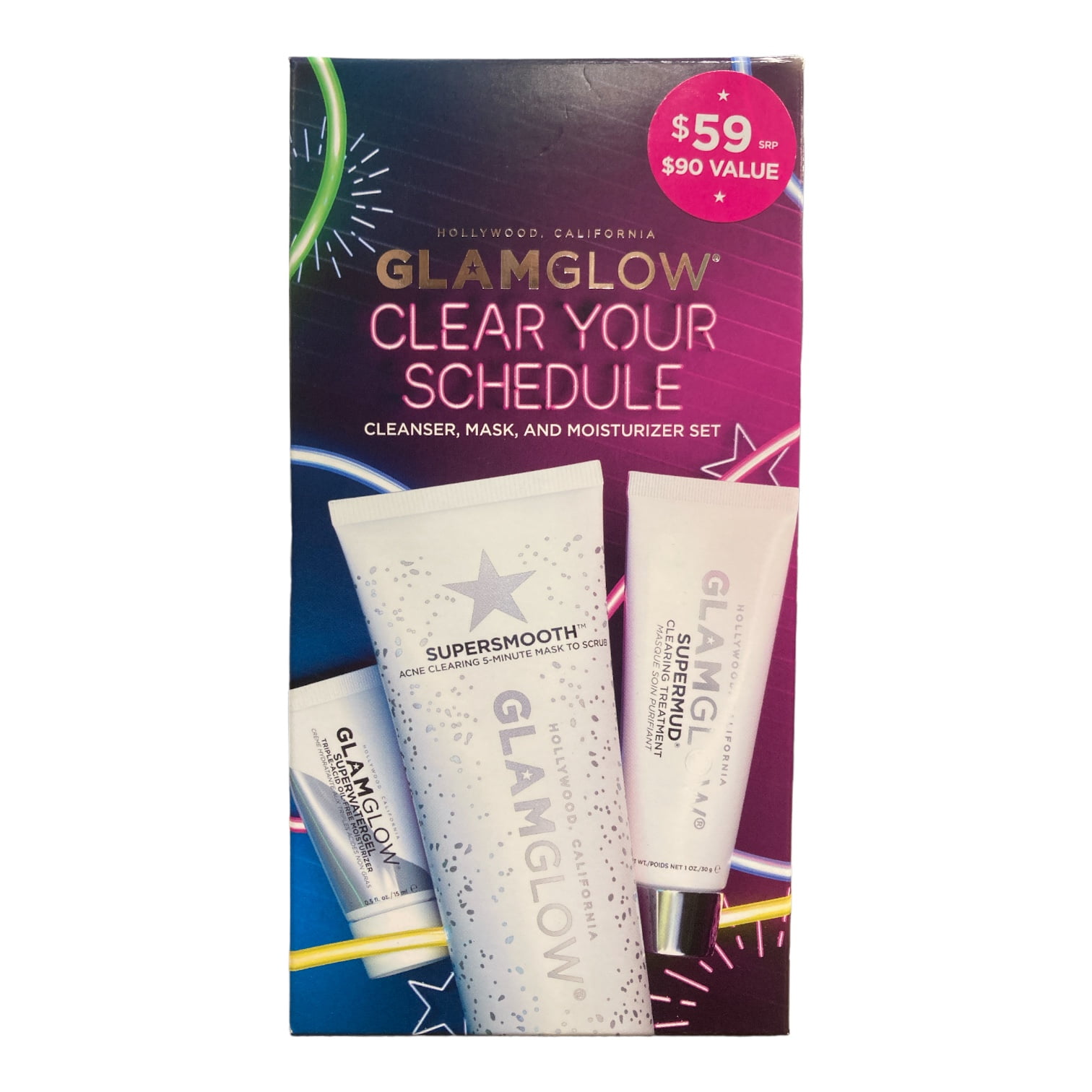 Glamglow Clear Your Schedule Cleanser, Mask, Moisturizer Set - Walmart.com