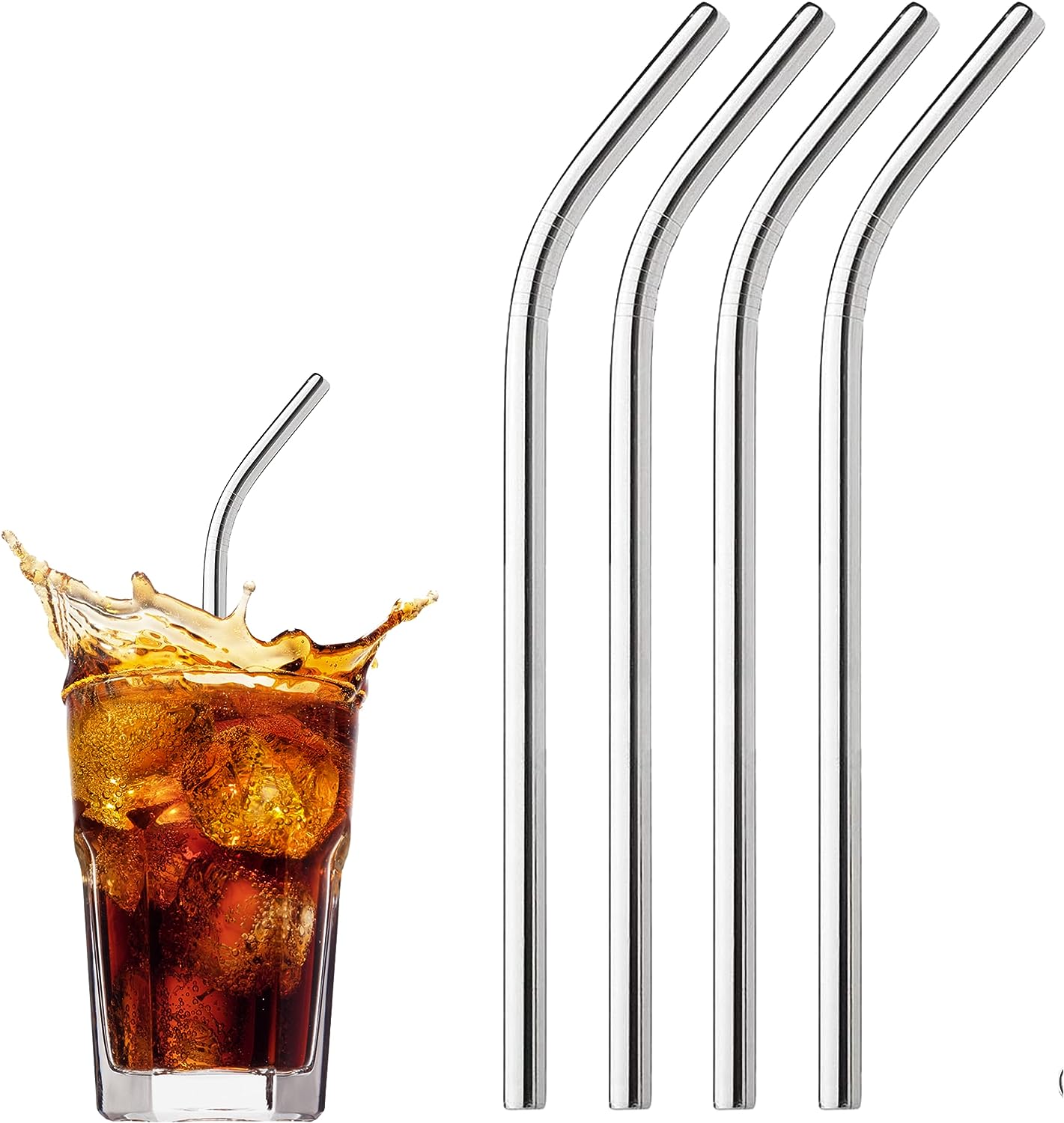 Glamified, Needs 4 x Reusable Colourful Drinking Bent Metal Straw ...