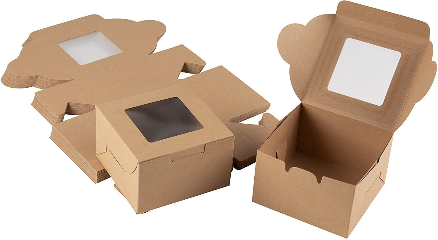 Glamifirsto Brown Bakery Pie Boxes Kraft Paper Individual Cupcake Boxes ...