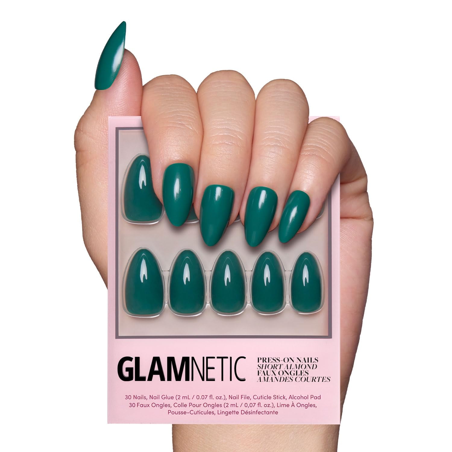 Glamnetic Press On Nails - Emerald Green | Opaque Cool Tone, Deep ...